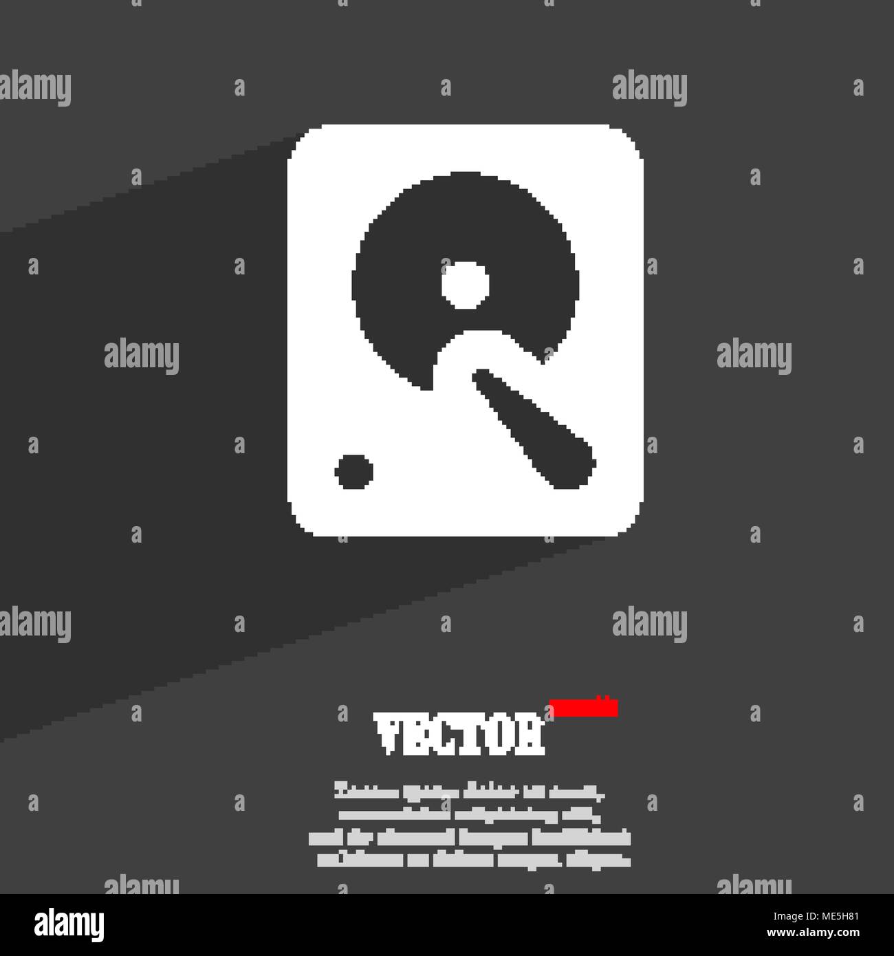 hard disk icon symbol Flat modern web design with long shadow and space ...