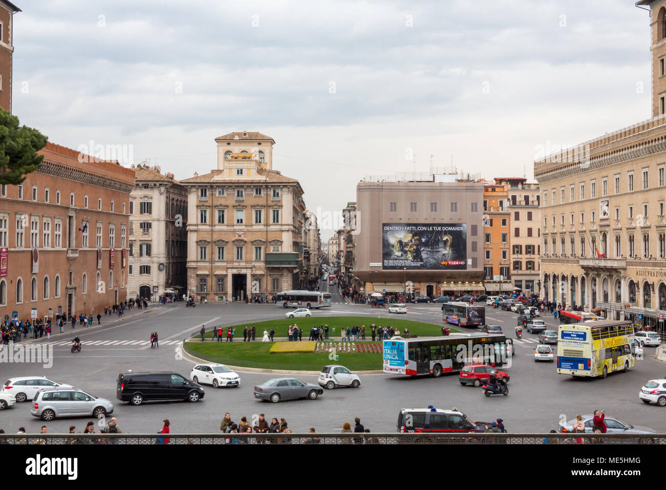 Rome, Italy - February 21, 2015: Overlooking the Piazza Venezia in ...