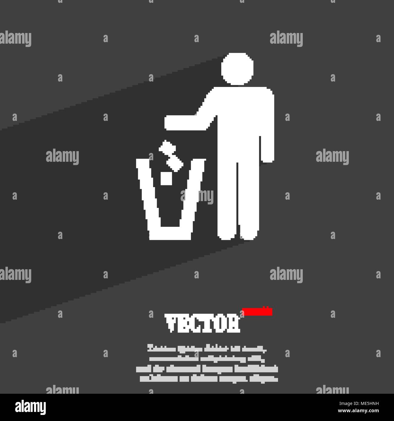 throw away the trash icon symbol Flat modern web design with long ...