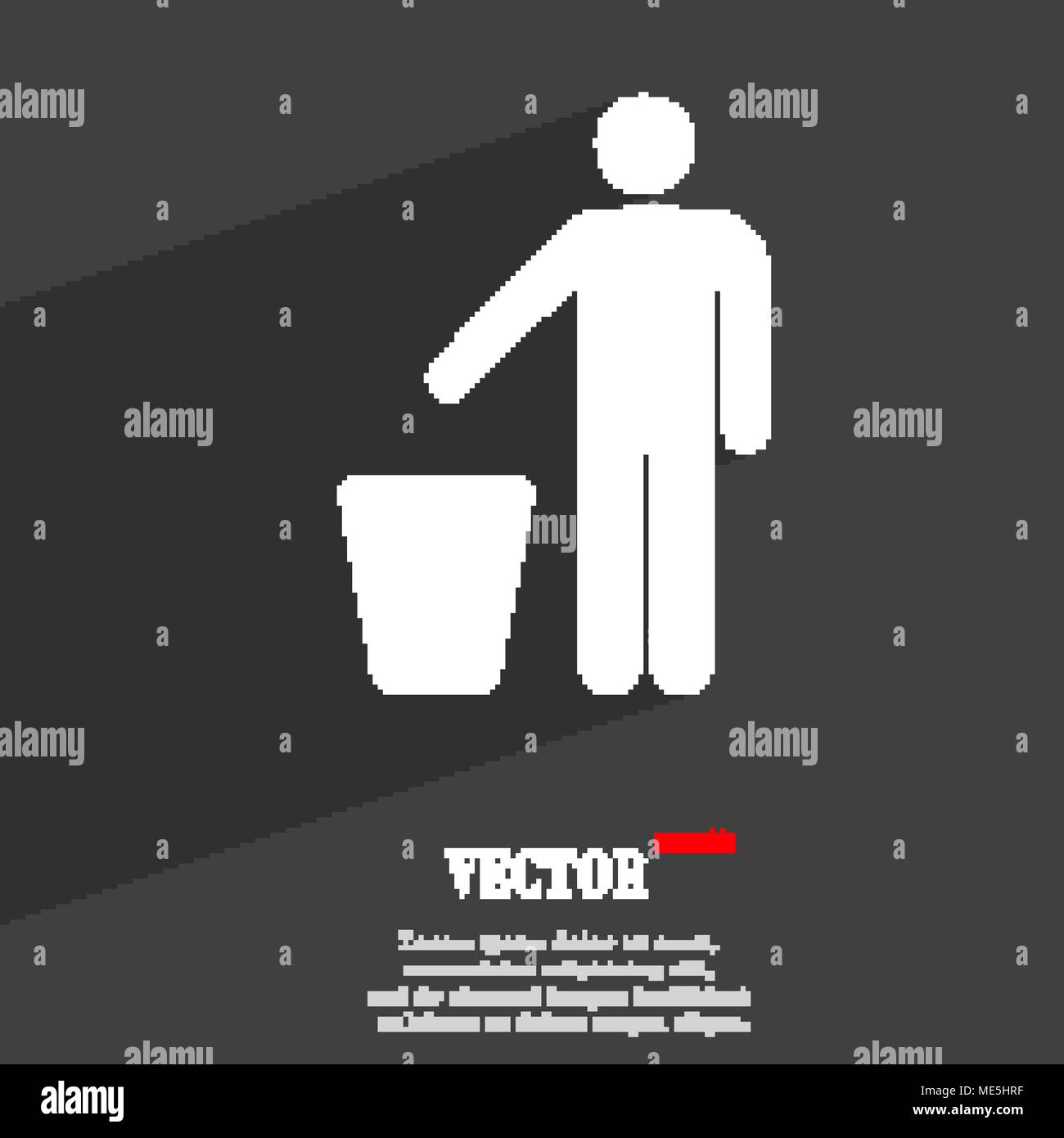throw away the trash icon symbol Flat modern web design with long ...