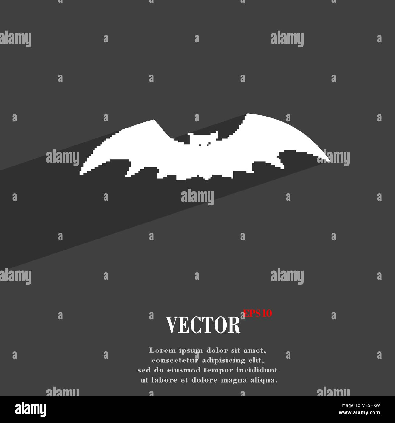 bat icon symbol Flat modern web design with long shadow and space for ...