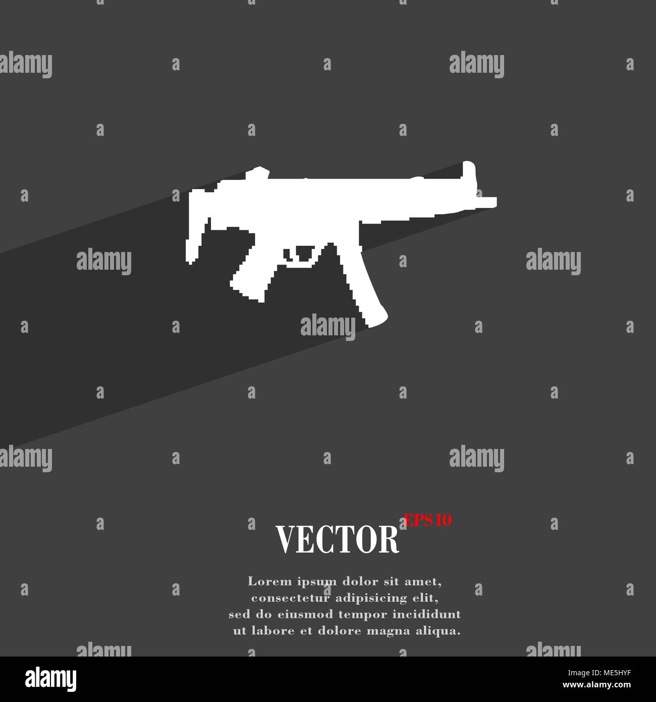 machine gun icon symbol Flat modern web design with long shadow and ...