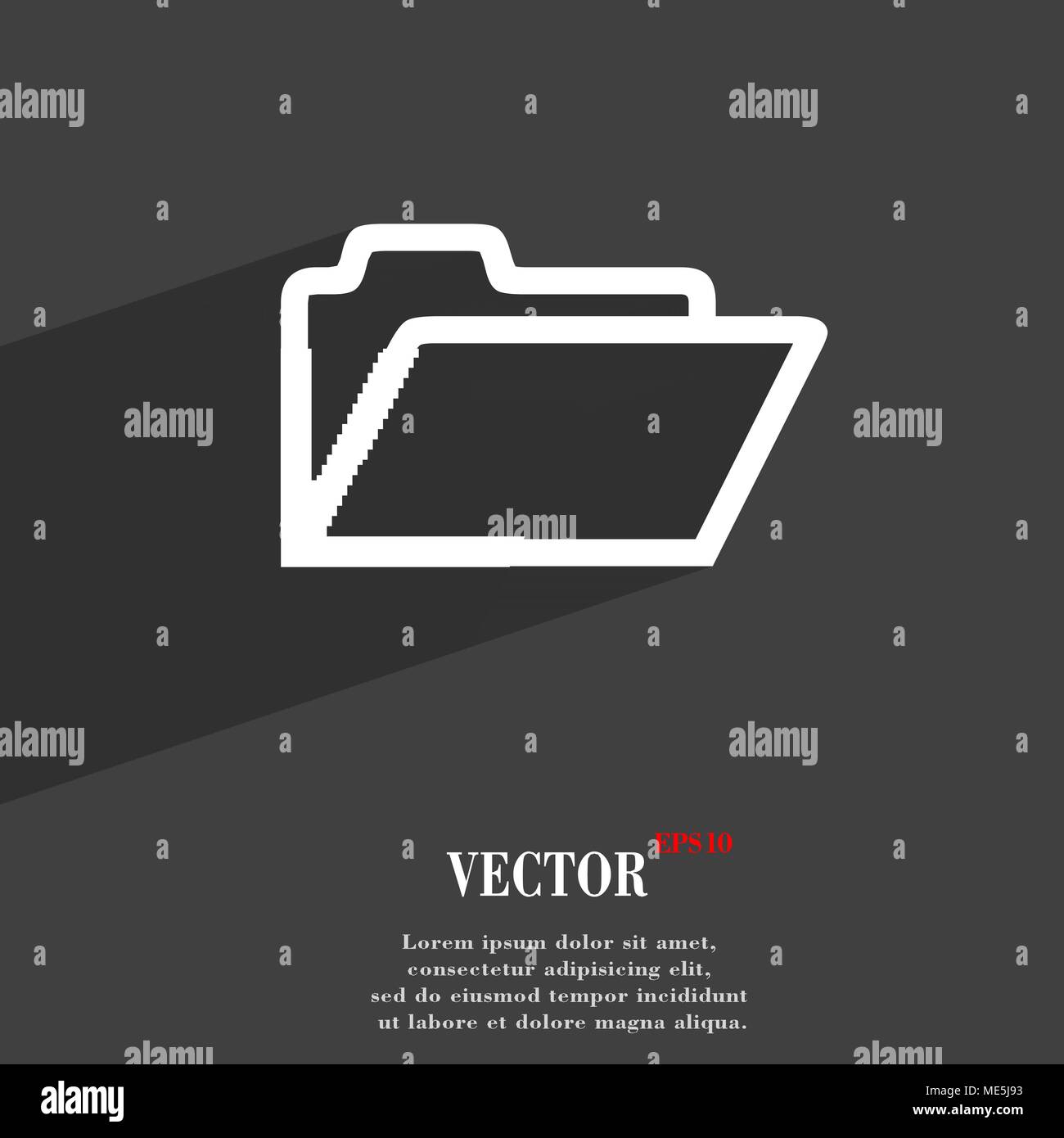 Folder icon symbol Flat modern web design with long shadow and space ...