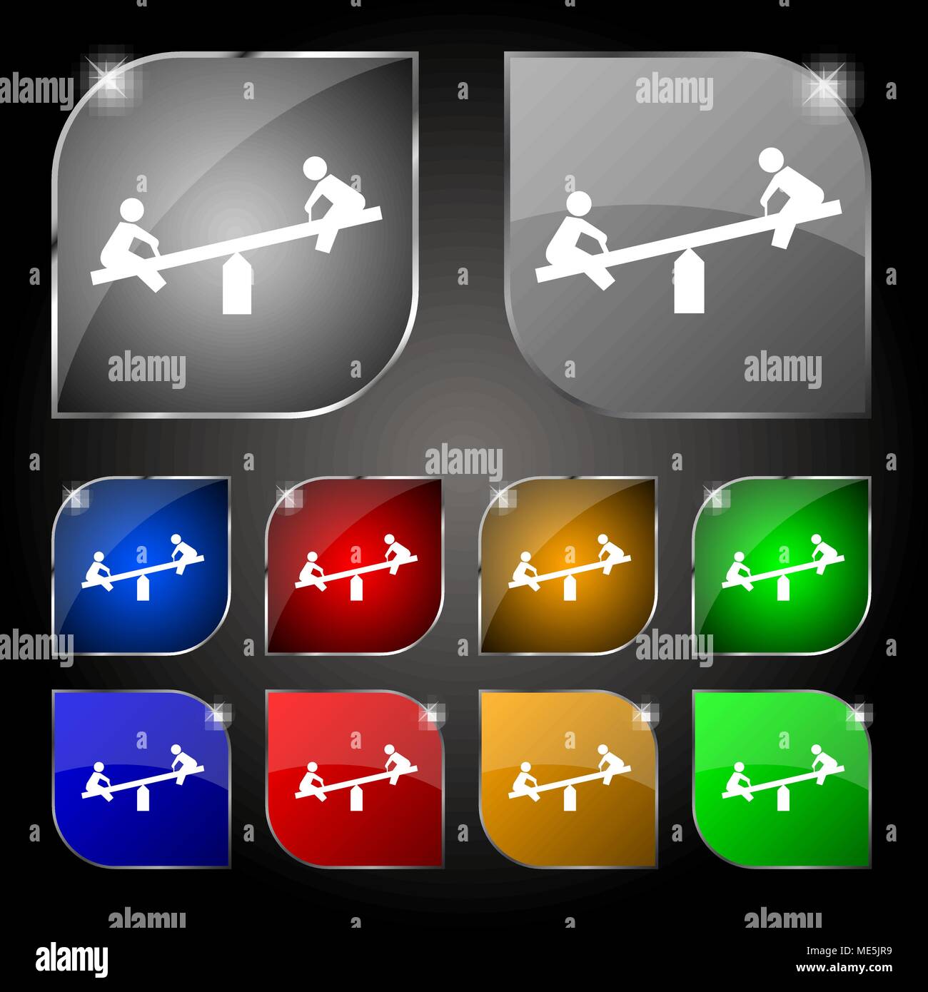 swing icon sign. Set of ten colorful buttons with glare. Vector ...