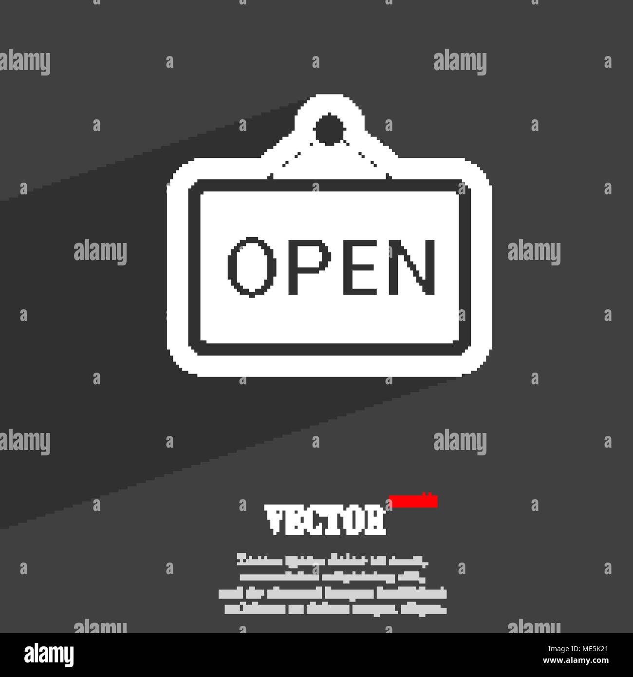 open icon symbol Flat modern web design with long shadow and space for ...