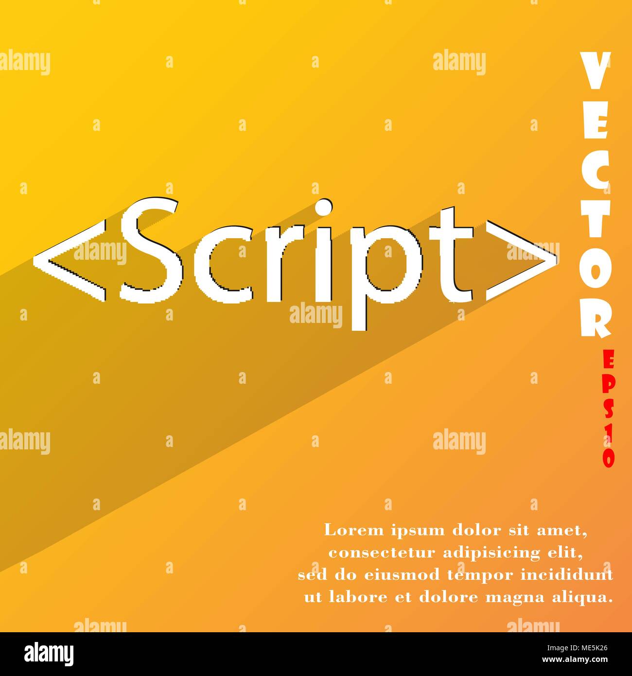 Script icon symbol Flat modern web design with long shadow and space ...