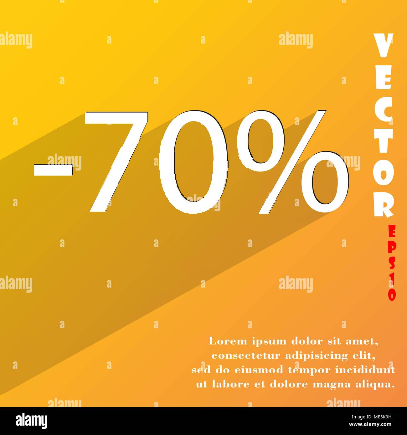 70 percent discount icon symbol Flat modern web design with long shadow ...