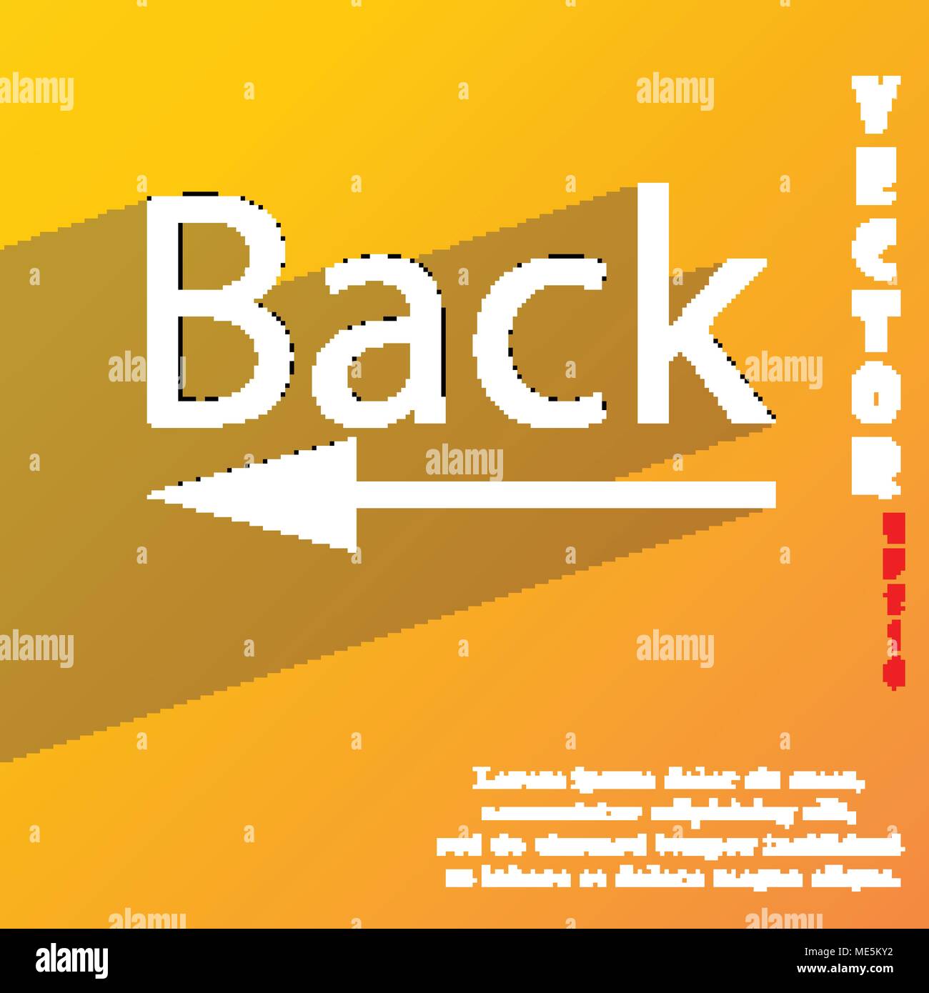 Back Arrow icon symbol Flat modern web design with long shadow and ...