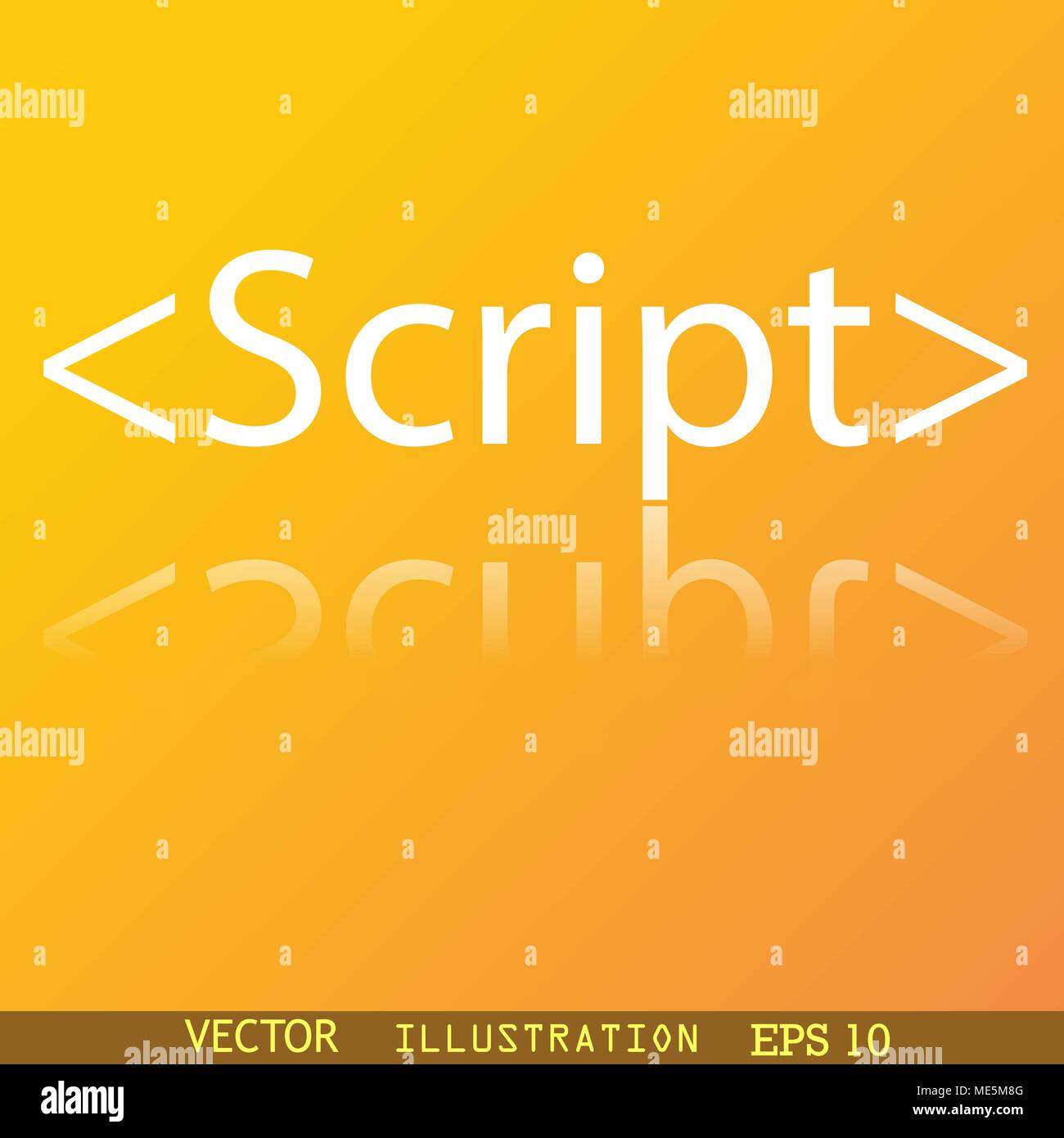 Script icon symbol Flat modern web design with reflection and space for ...
