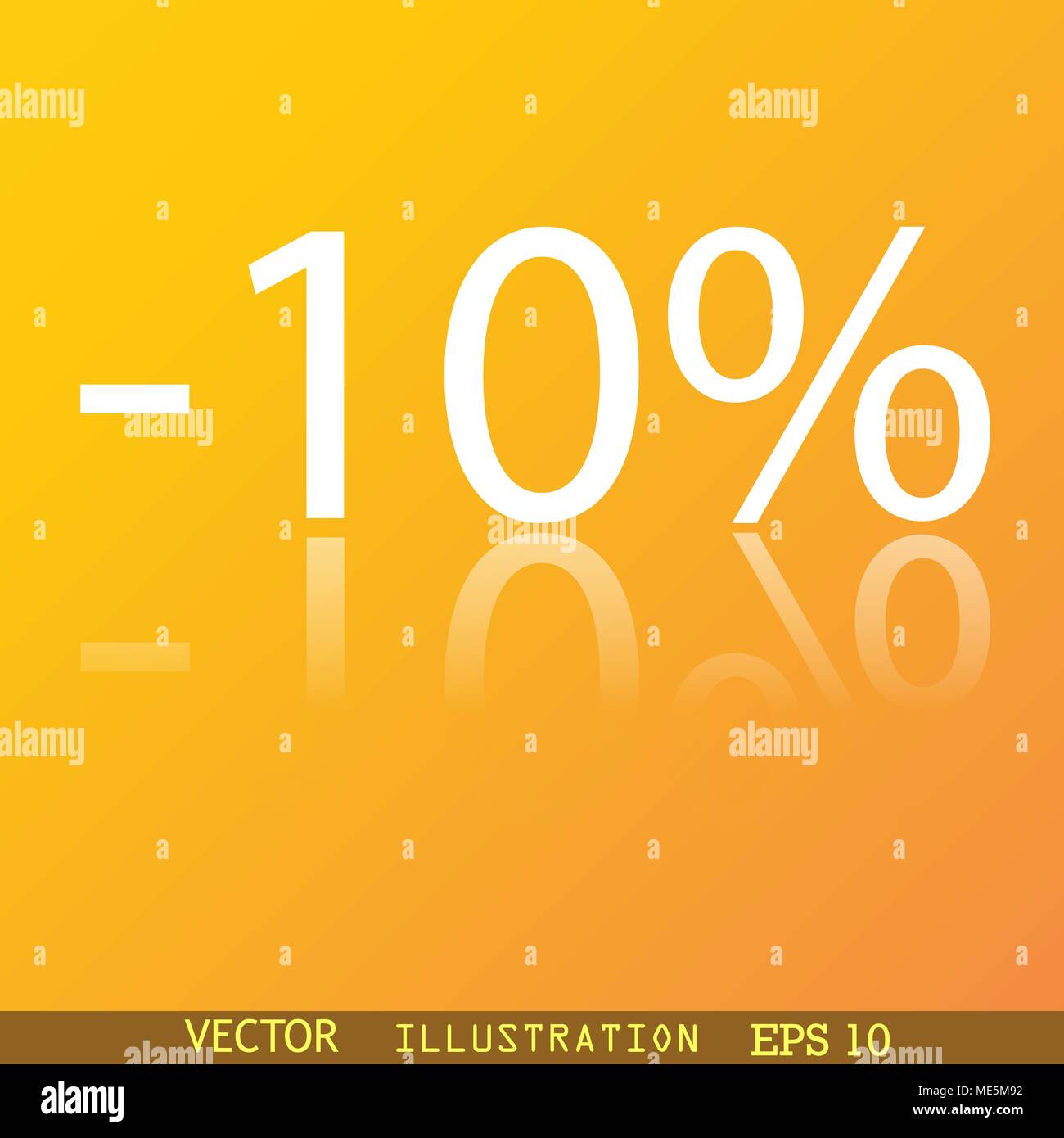 10 percent discount icon symbol Flat modern web design with reflection ...