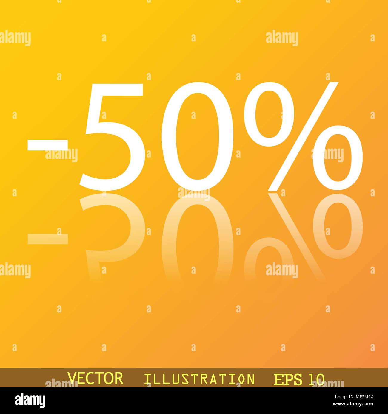 50 percent discount icon symbol Flat modern web design with reflection ...