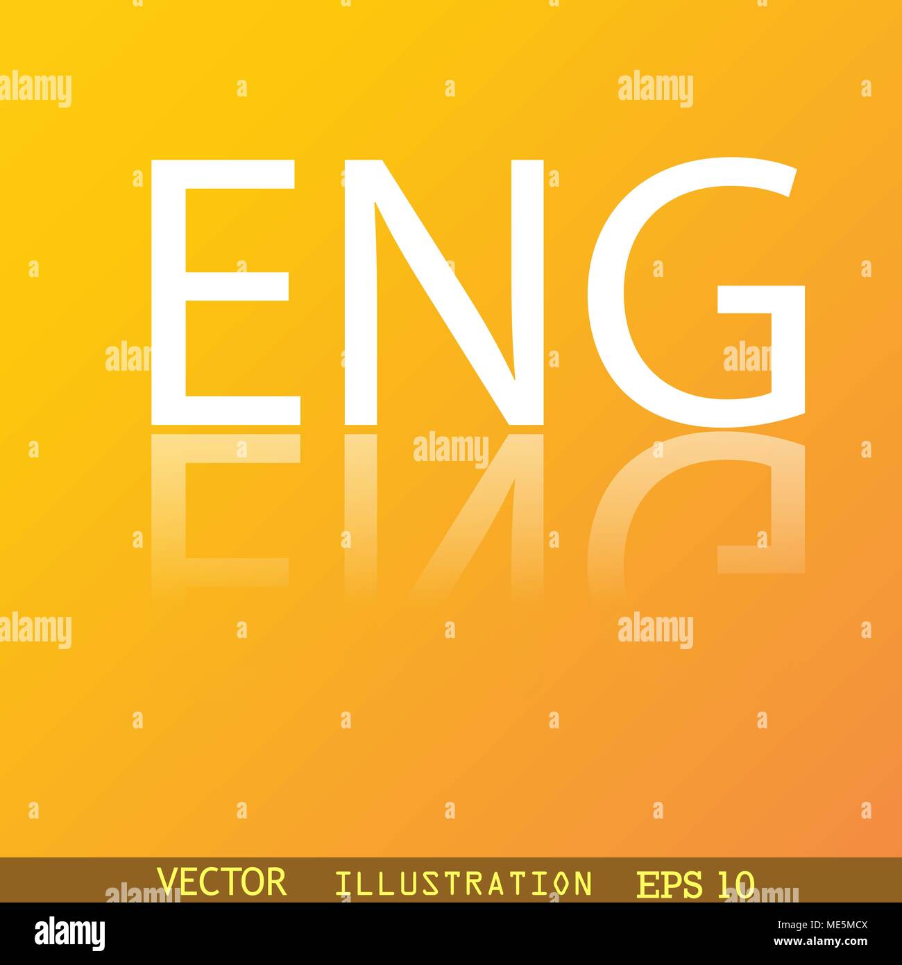 English icon symbol Flat modern web design with reflection and space ...