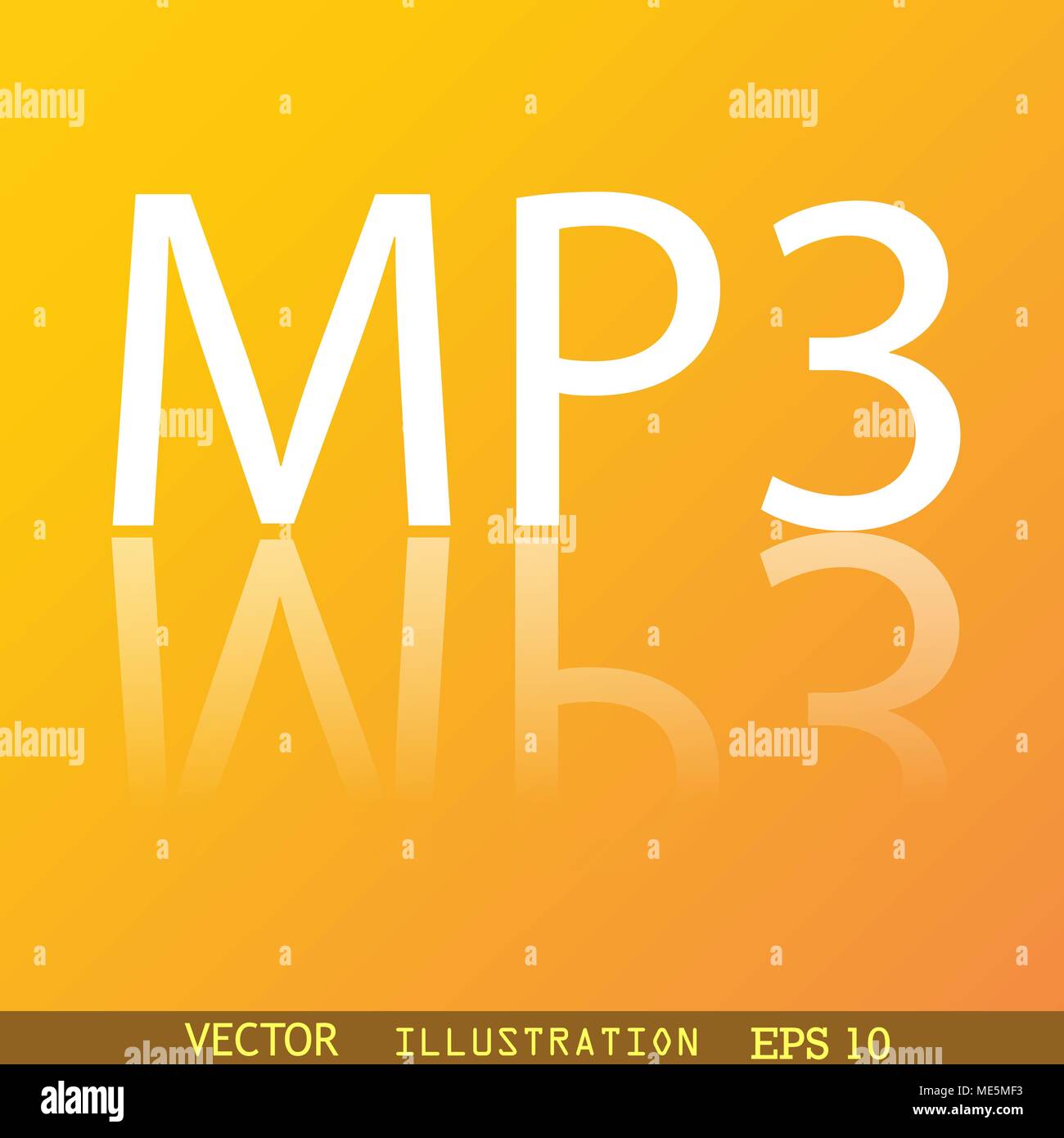 Mp3 music format icon symbol Flat modern web design with reflection and ...