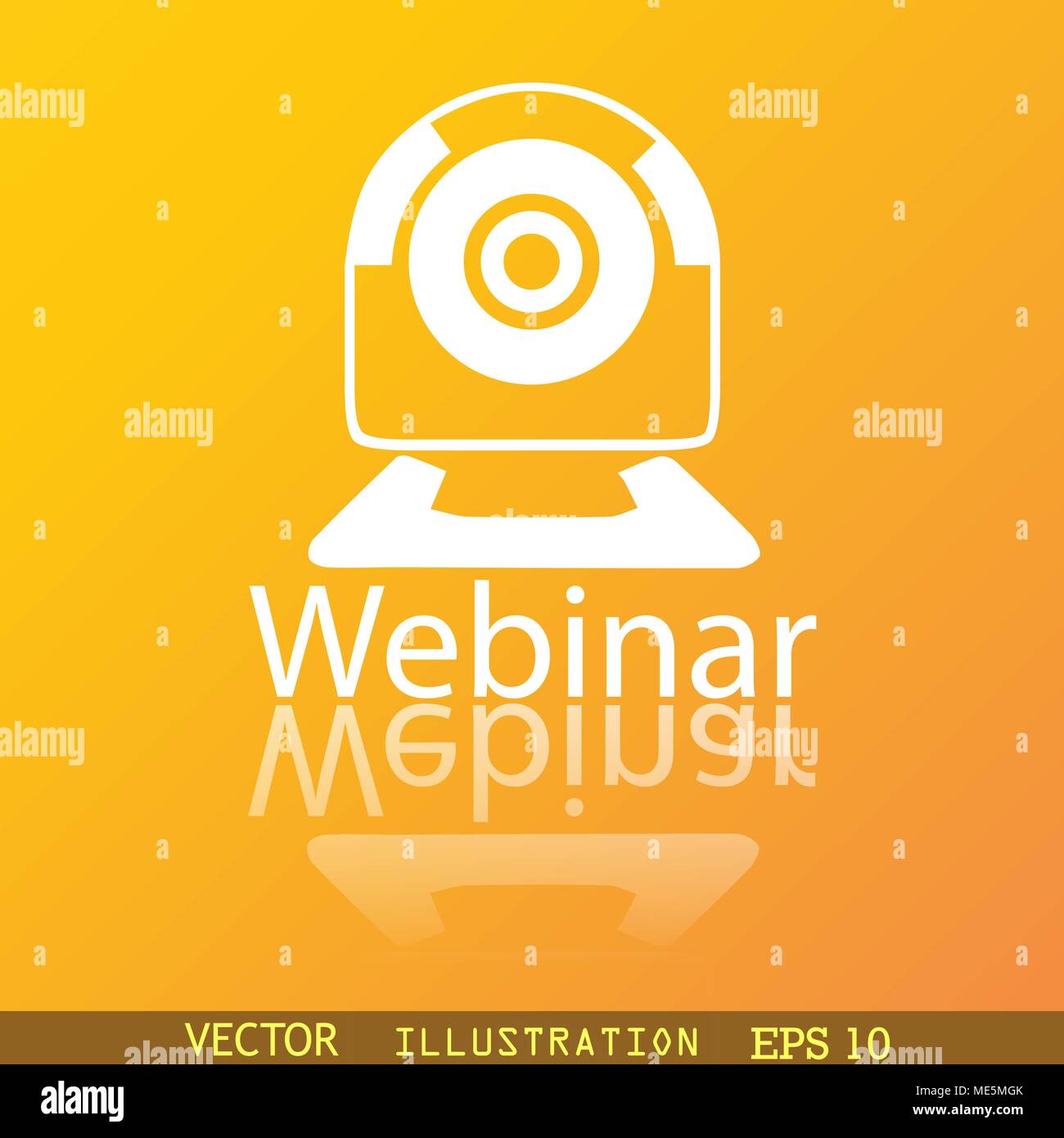 Webinar web camera icon symbol Flat modern web design with reflection ...
