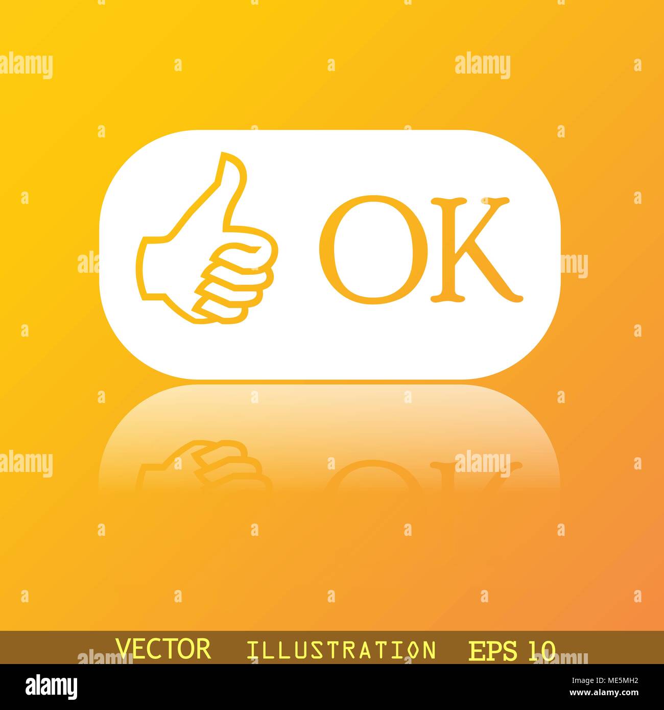 OK icon symbol Flat modern web design with reflection and space for ...