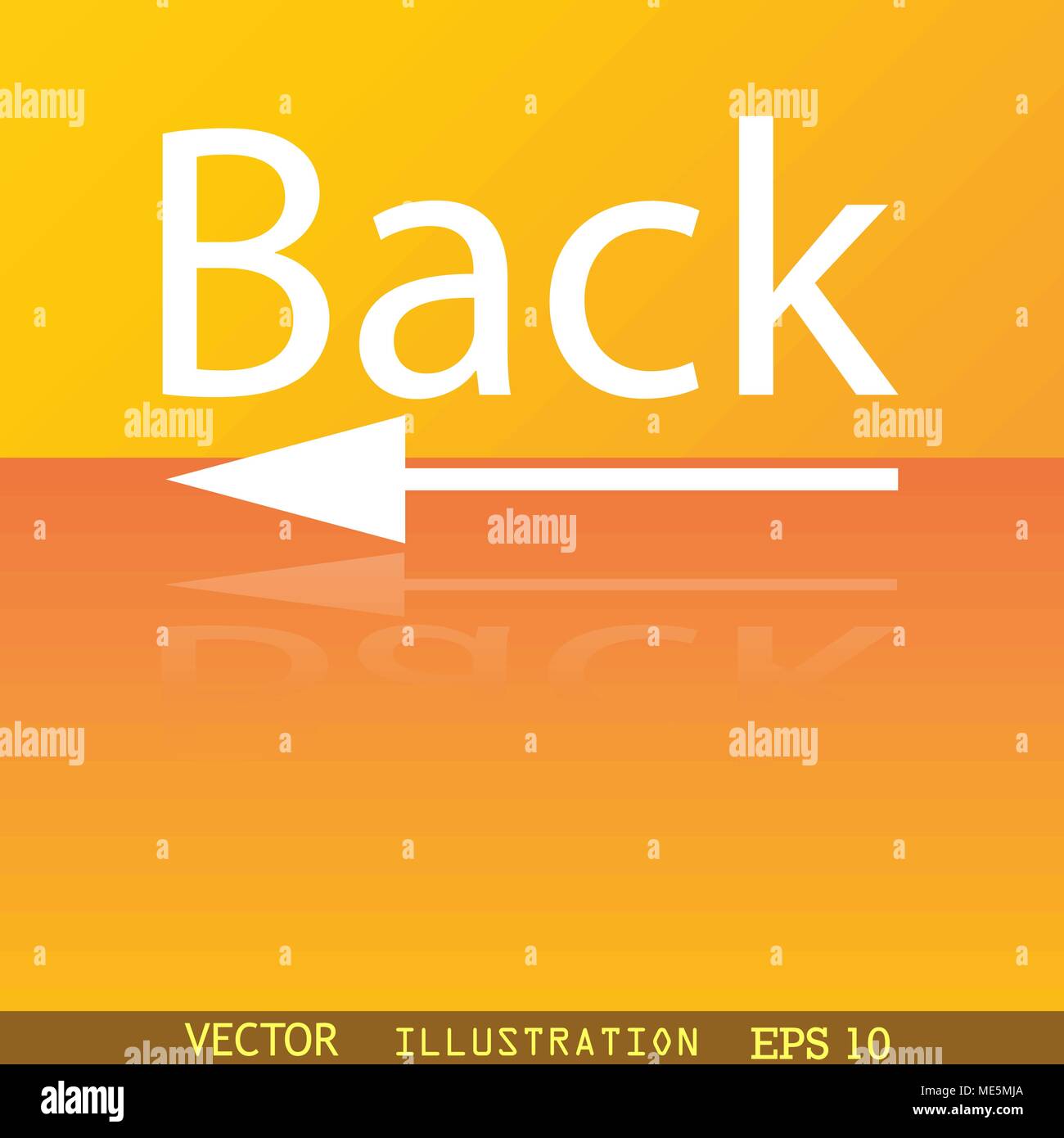 Back Arrow icon symbol Flat modern web design with reflection and space ...