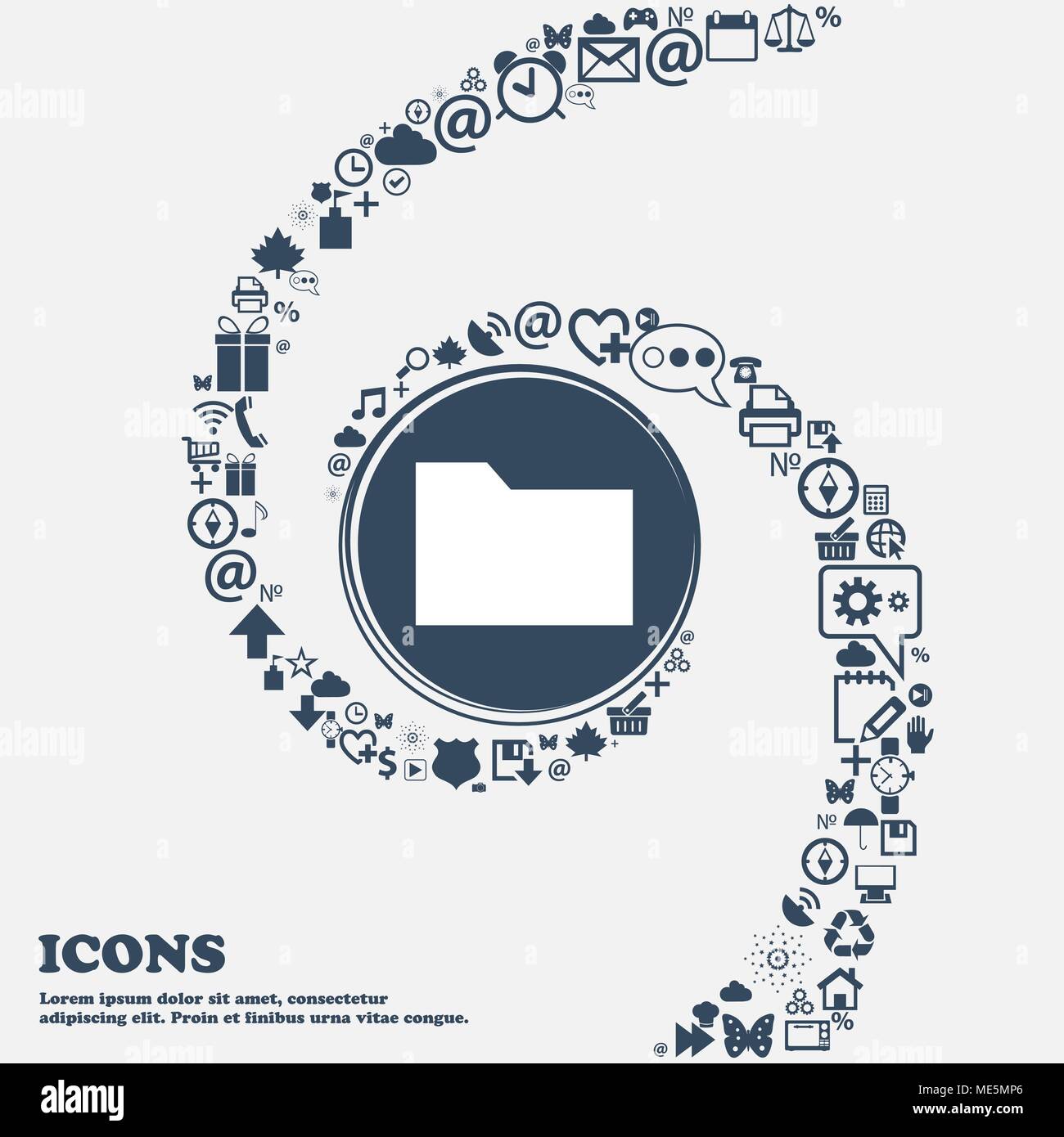 Document folder icon sign in the center. Around the many beautiful ...