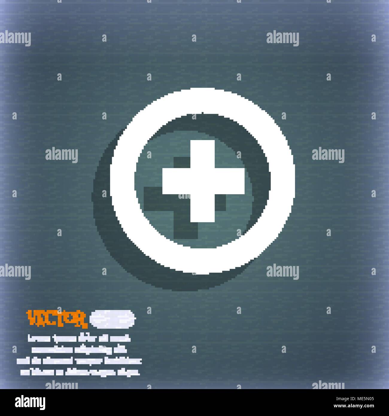 Plus, Positive icon symbol on the blue-green abstract background with ...