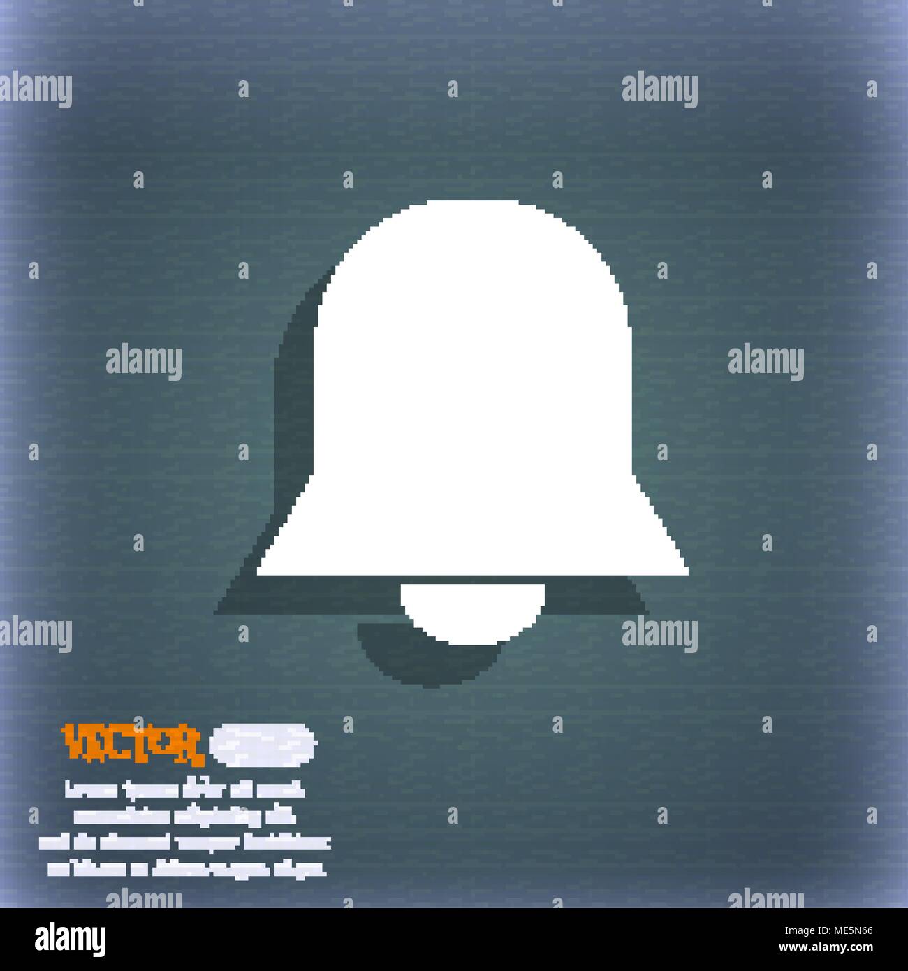 Alarm bell icon symbol on the blue-green abstract background with ...
