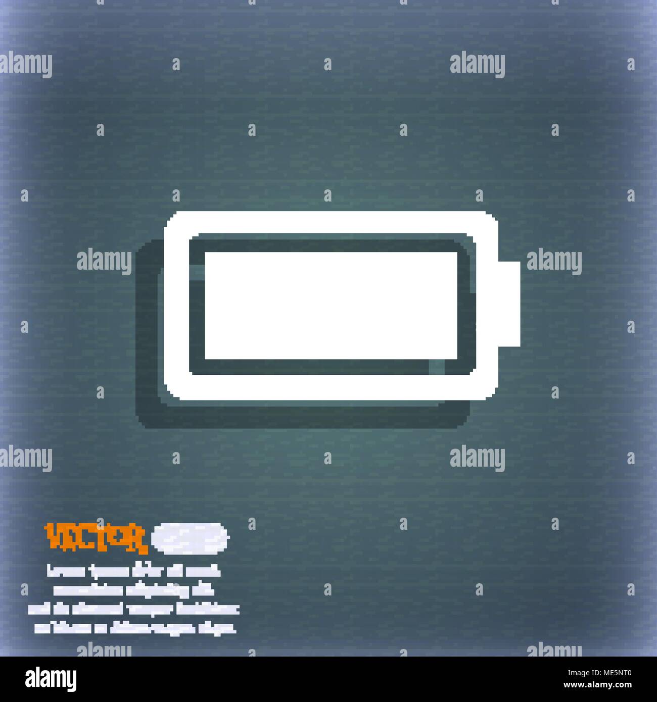 Battery fully charged icon symbol on the blue-green abstract background ...