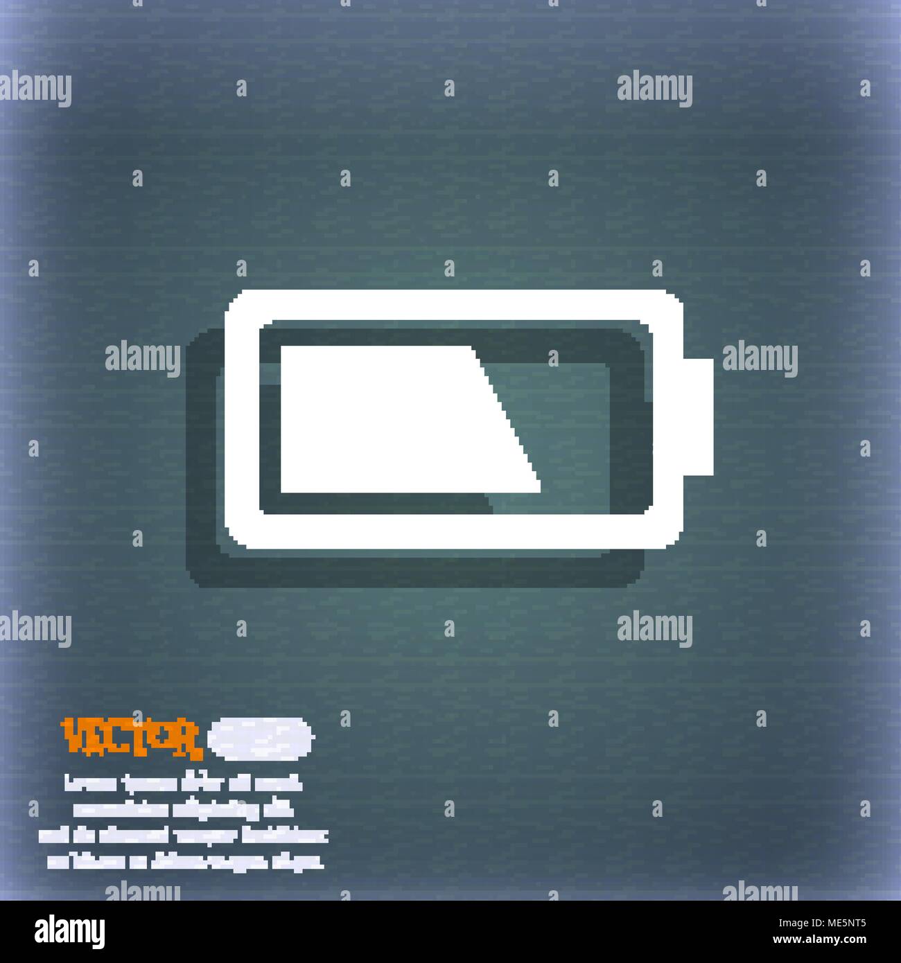 Battery half level icon symbol on the blue-green abstract background ...