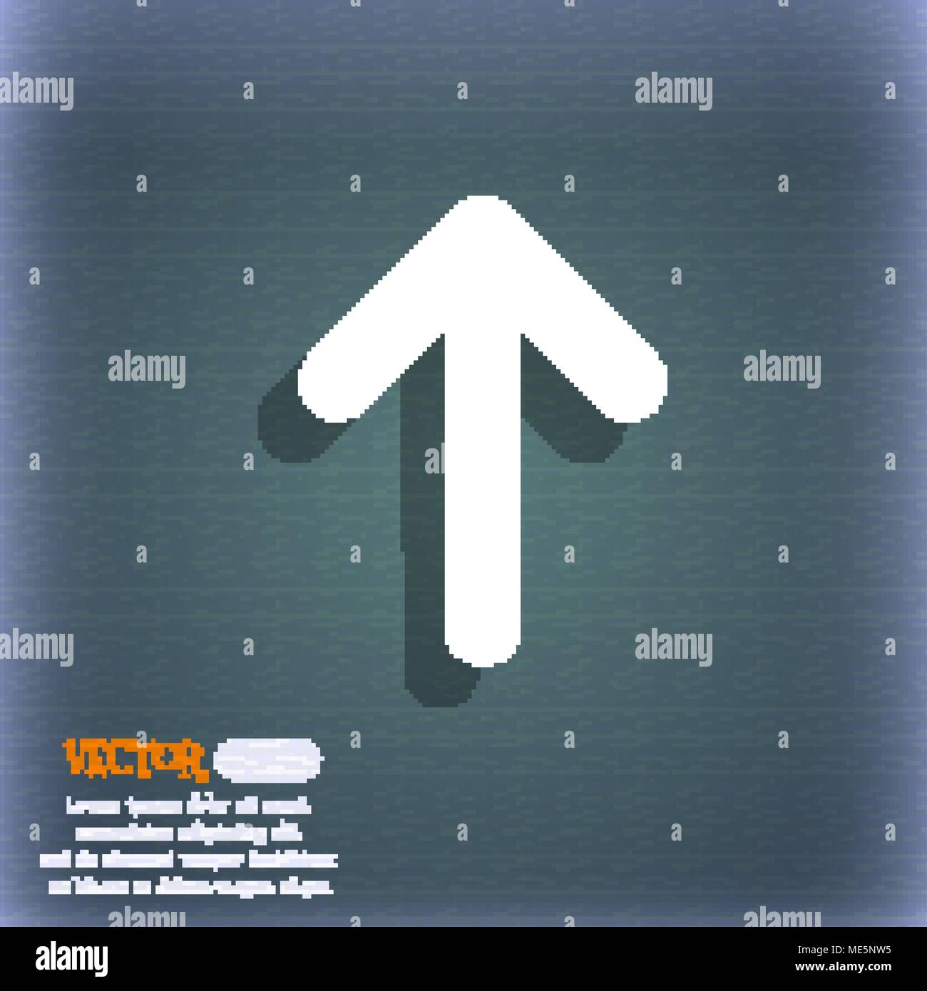 Arrow up, This side up icon symbol on the blue-green abstract ...