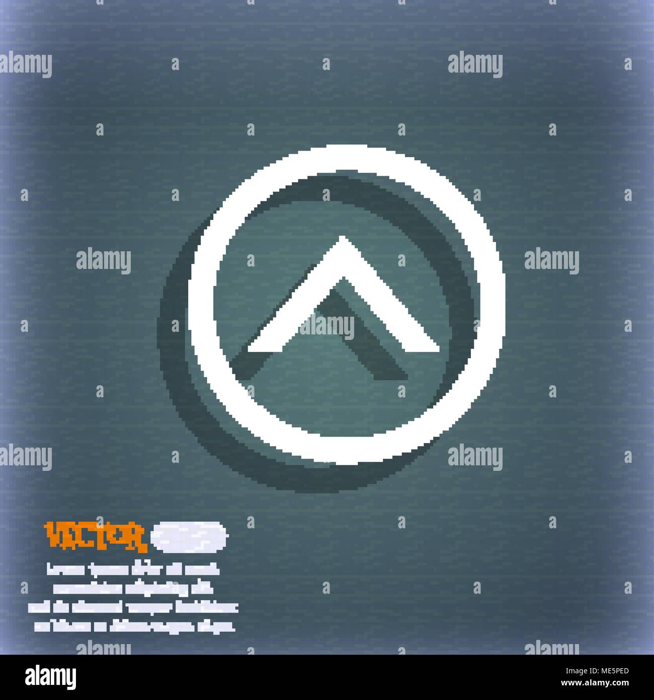 Direction arrow up icon symbol on the blue-green abstract background ...