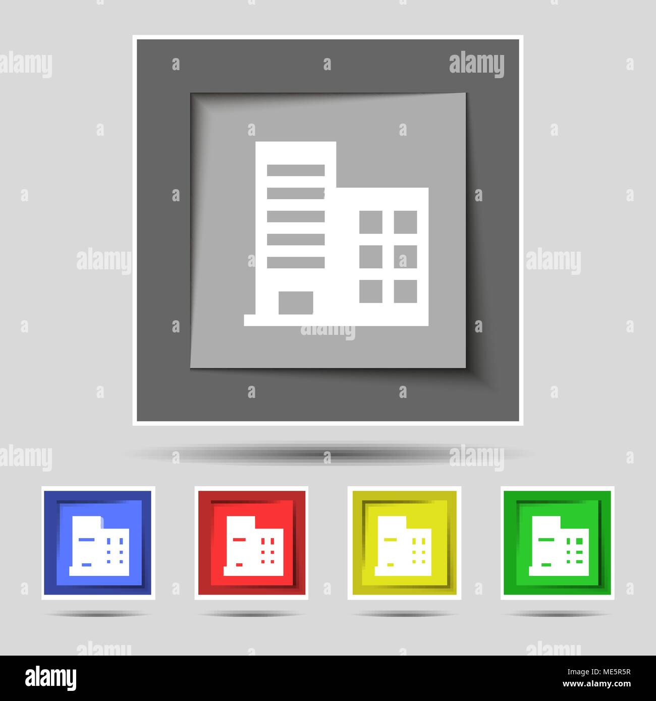 high-rise commercial buildings and residential apartments icon sign on ...