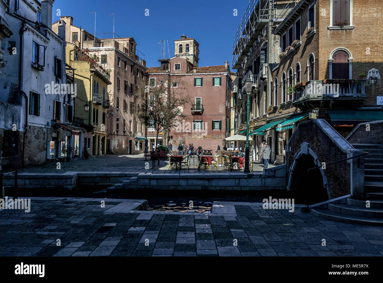 VENICE-MARCH 10: a typical Venice square, Venice,Italy,on March 10,2017 ...