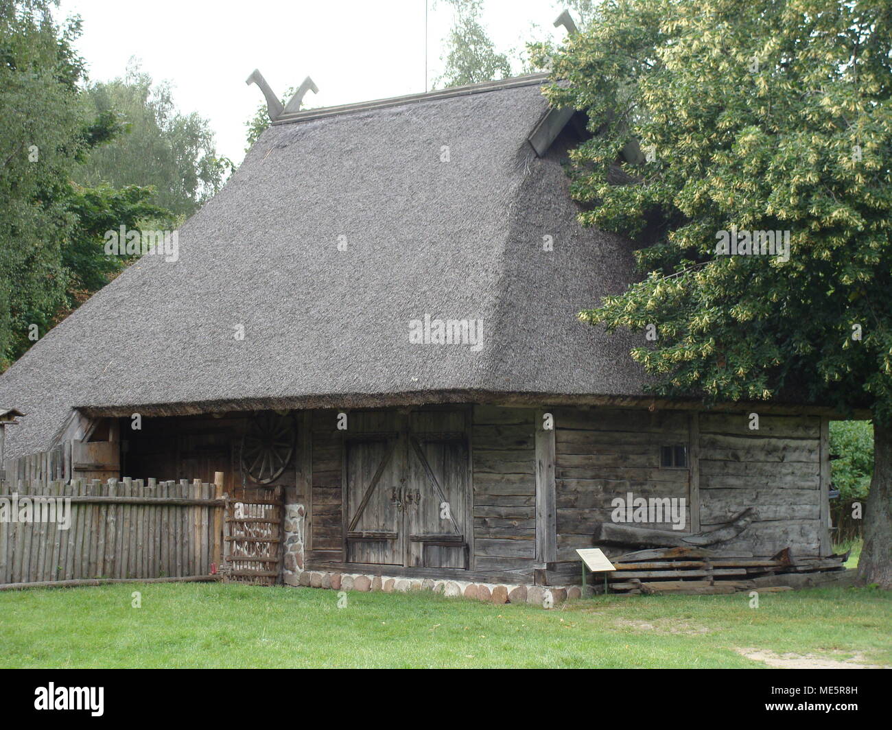 Traditional Thatched Roof Cottage in Rural Landscape Stock Photo - Alamy
