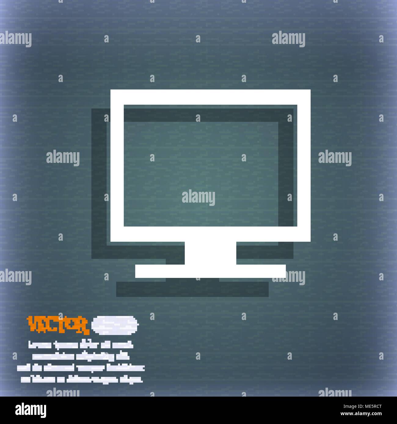 Computer widescreen monitor icon symbol on the blue-green abstract ...