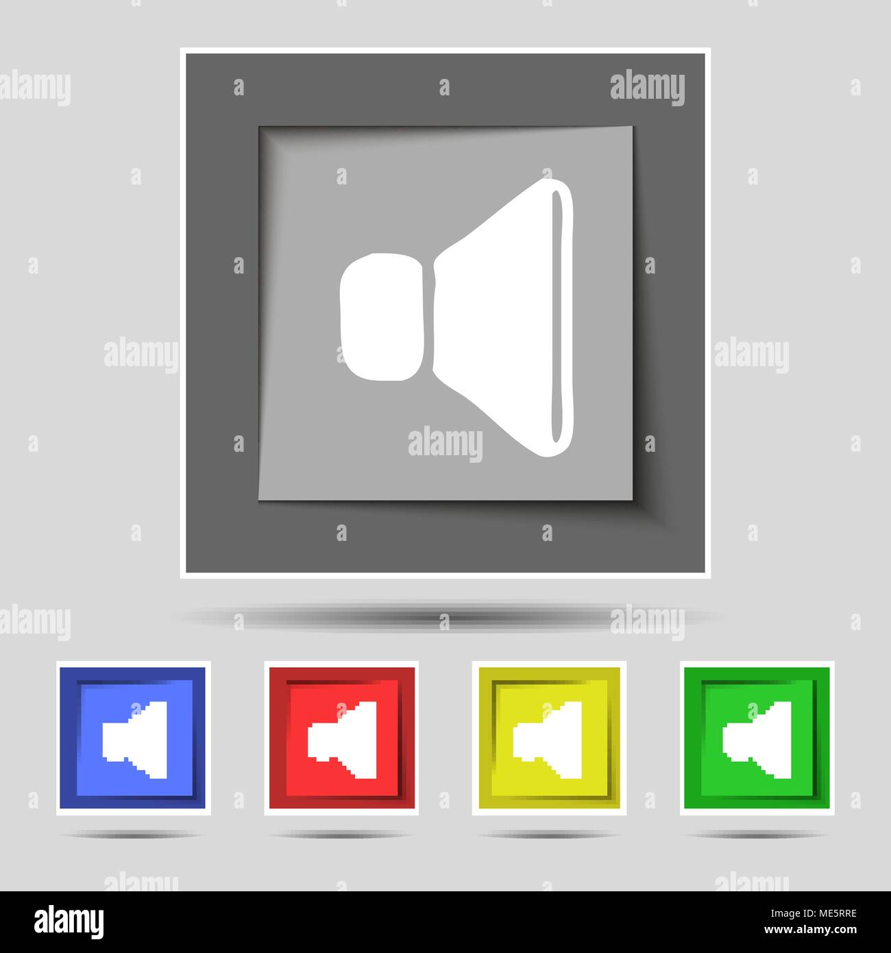 volume, sound icon sign on original five colored buttons. Vector ...