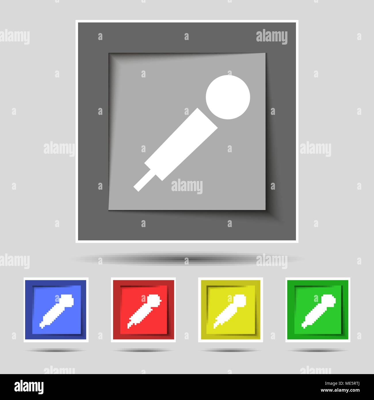 microphone icon sign on original five colored buttons. Vector ...