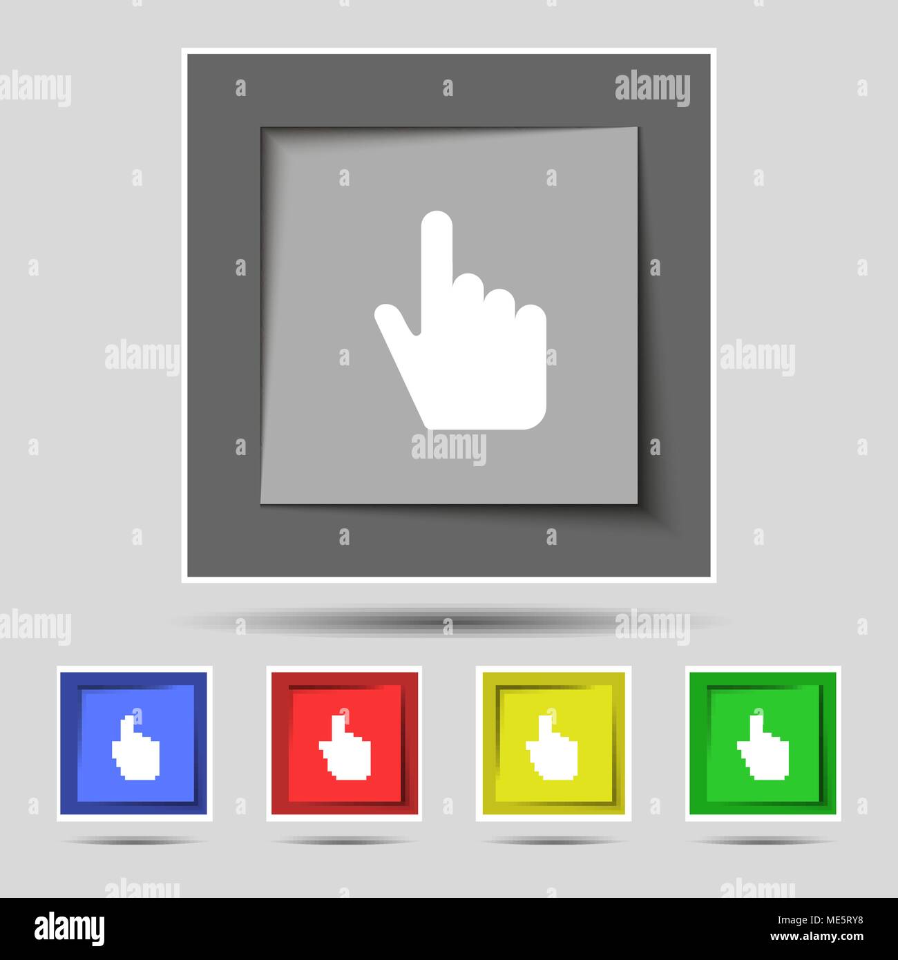 cursor icon sign on original five colored buttons. Vector illustration ...