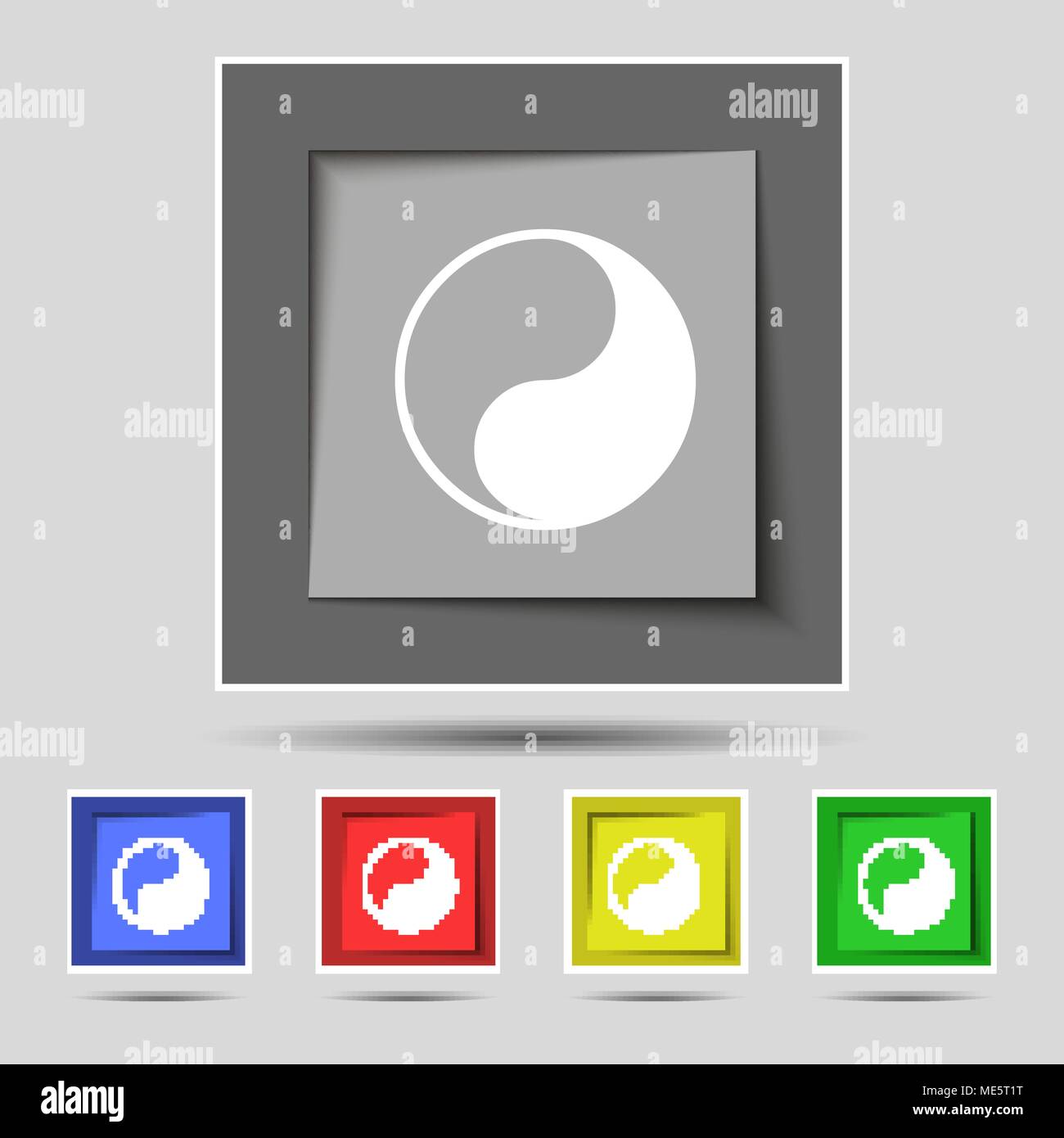 Yin Yang icon sign on original five colored buttons. Vector ...