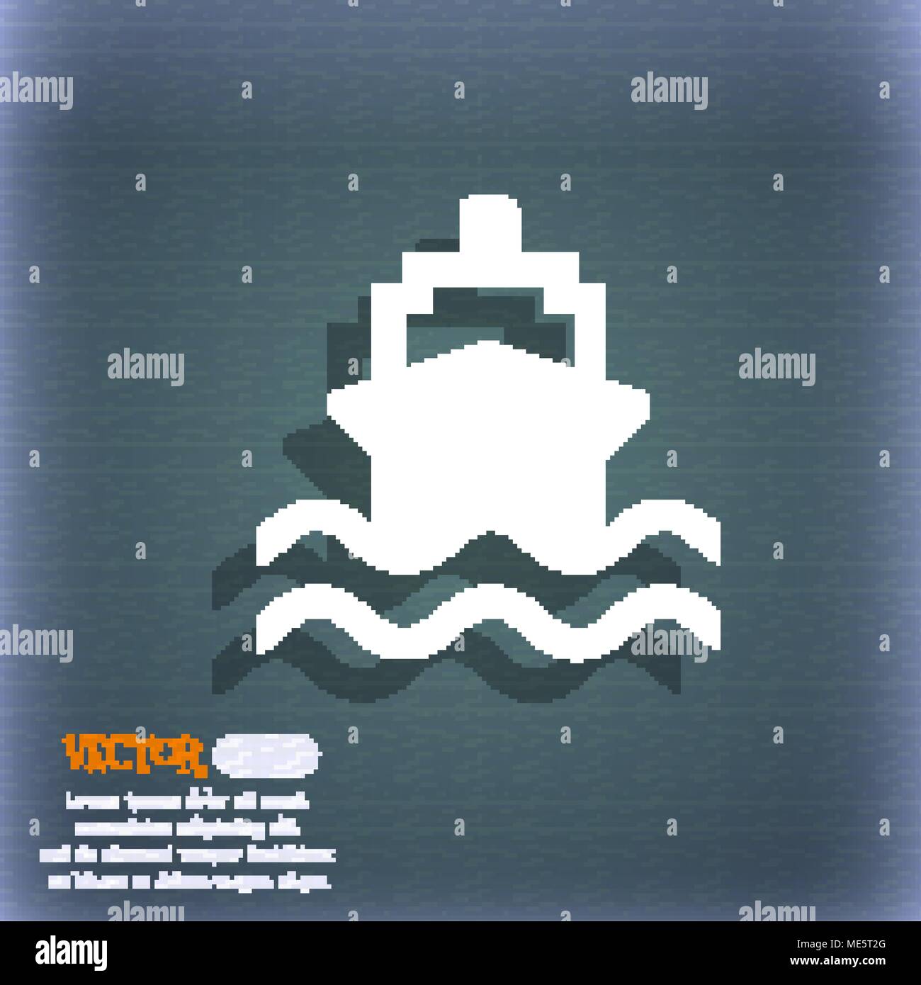 ship icon symbol on the blue-green abstract background with shadow and ...
