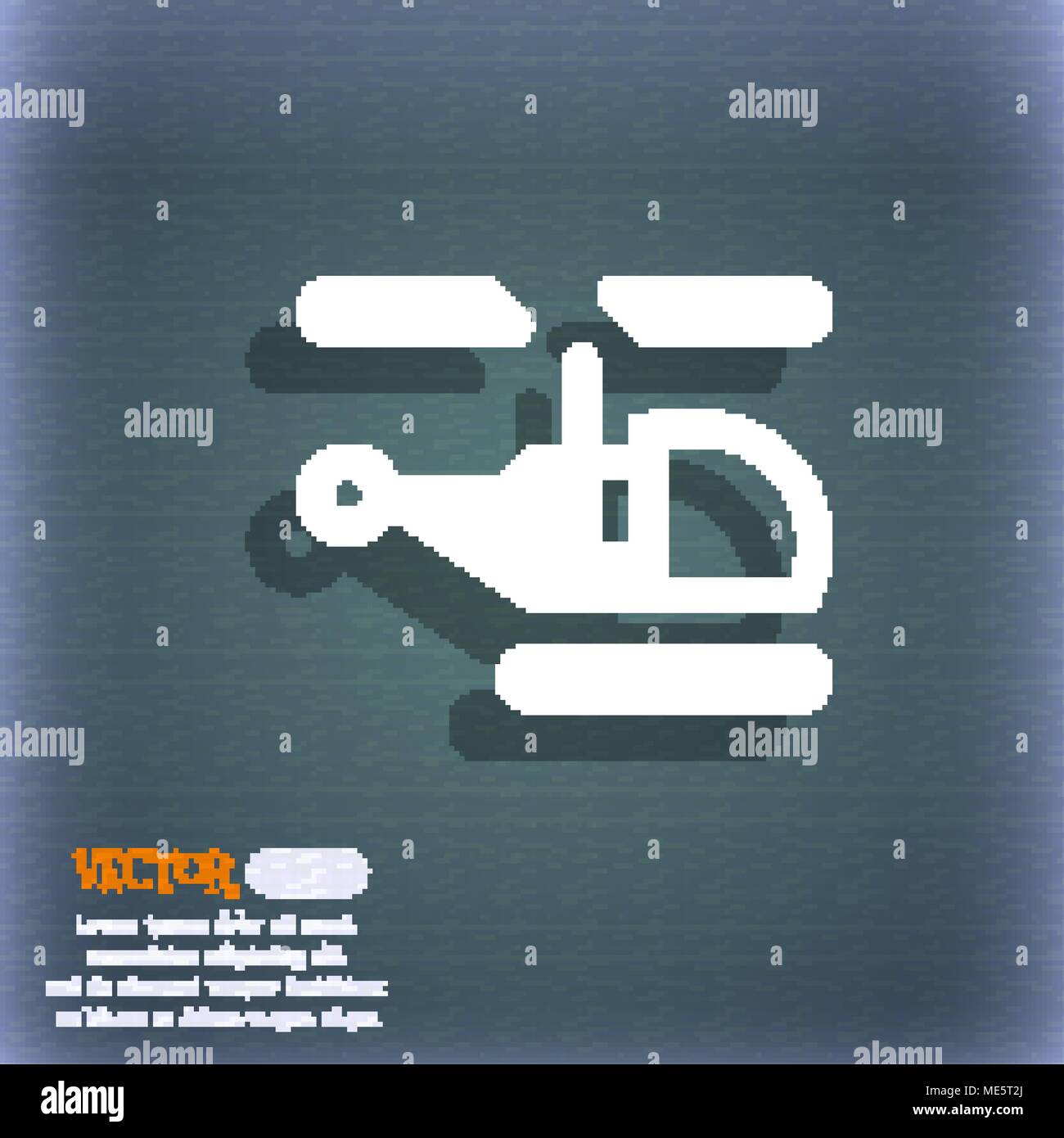 Helicopter icon symbol on the blue-green abstract background with ...