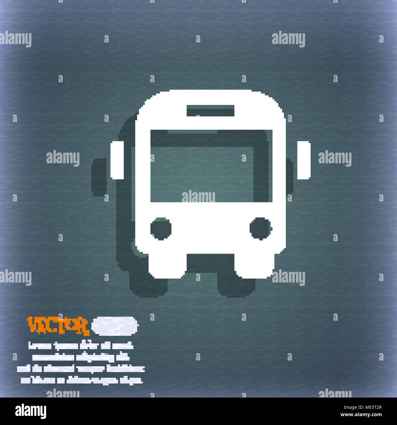 Bus icon symbol on the blue-green abstract background with shadow and ...