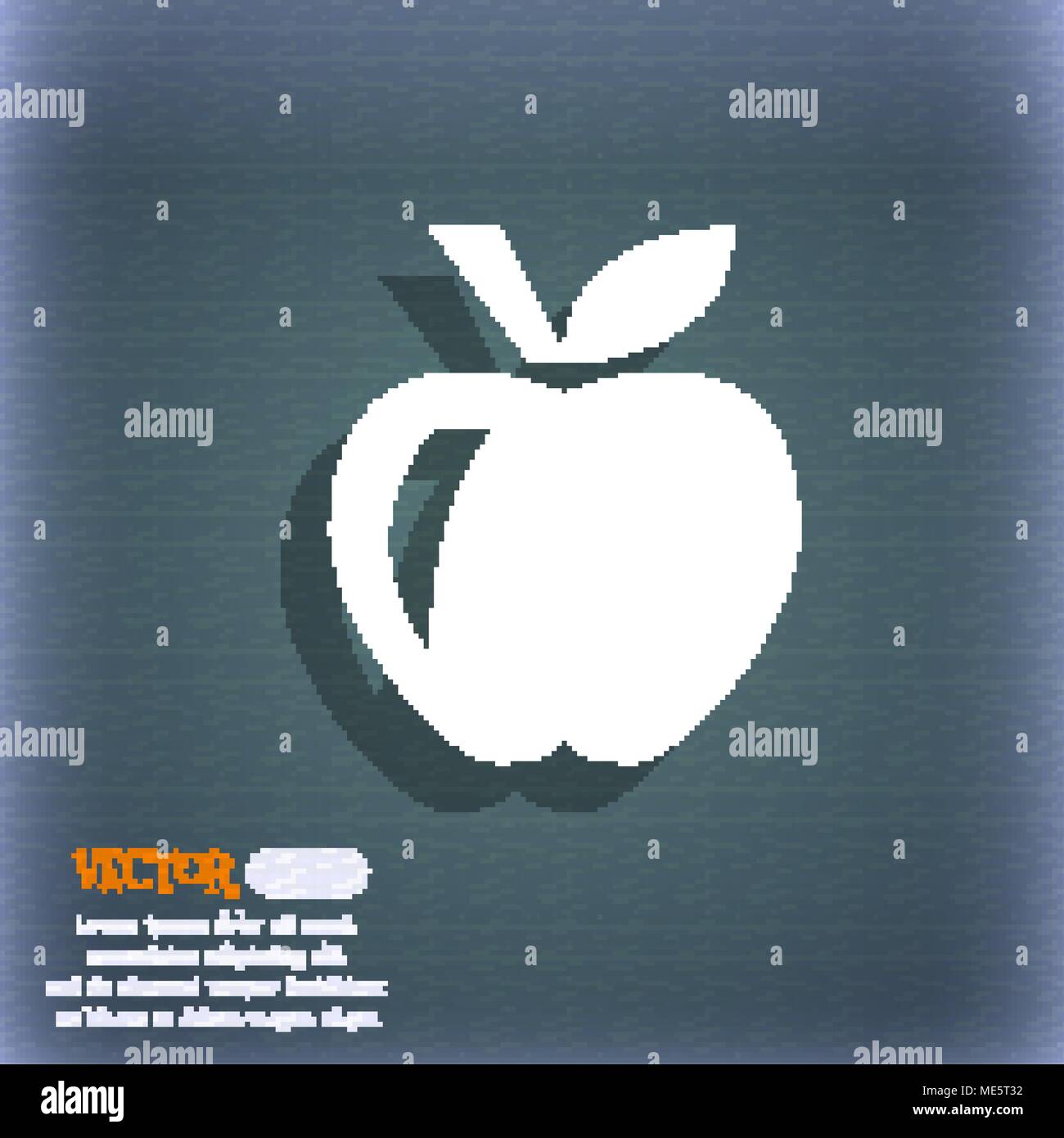 Apple icon symbol on the blue-green abstract background with shadow and ...