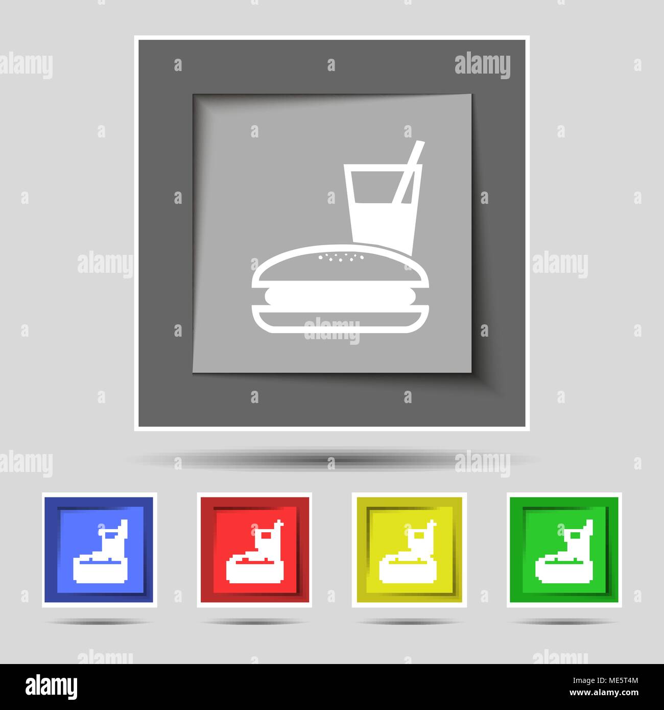 lunch box icon sign on original five colored buttons. Vector ...