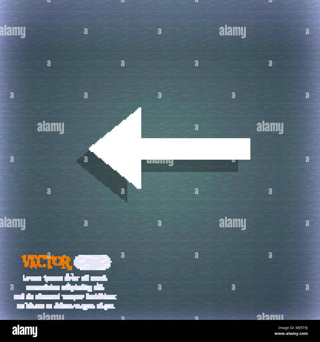 Arrow left, Way out icon symbol on the blue-green abstract background ...
