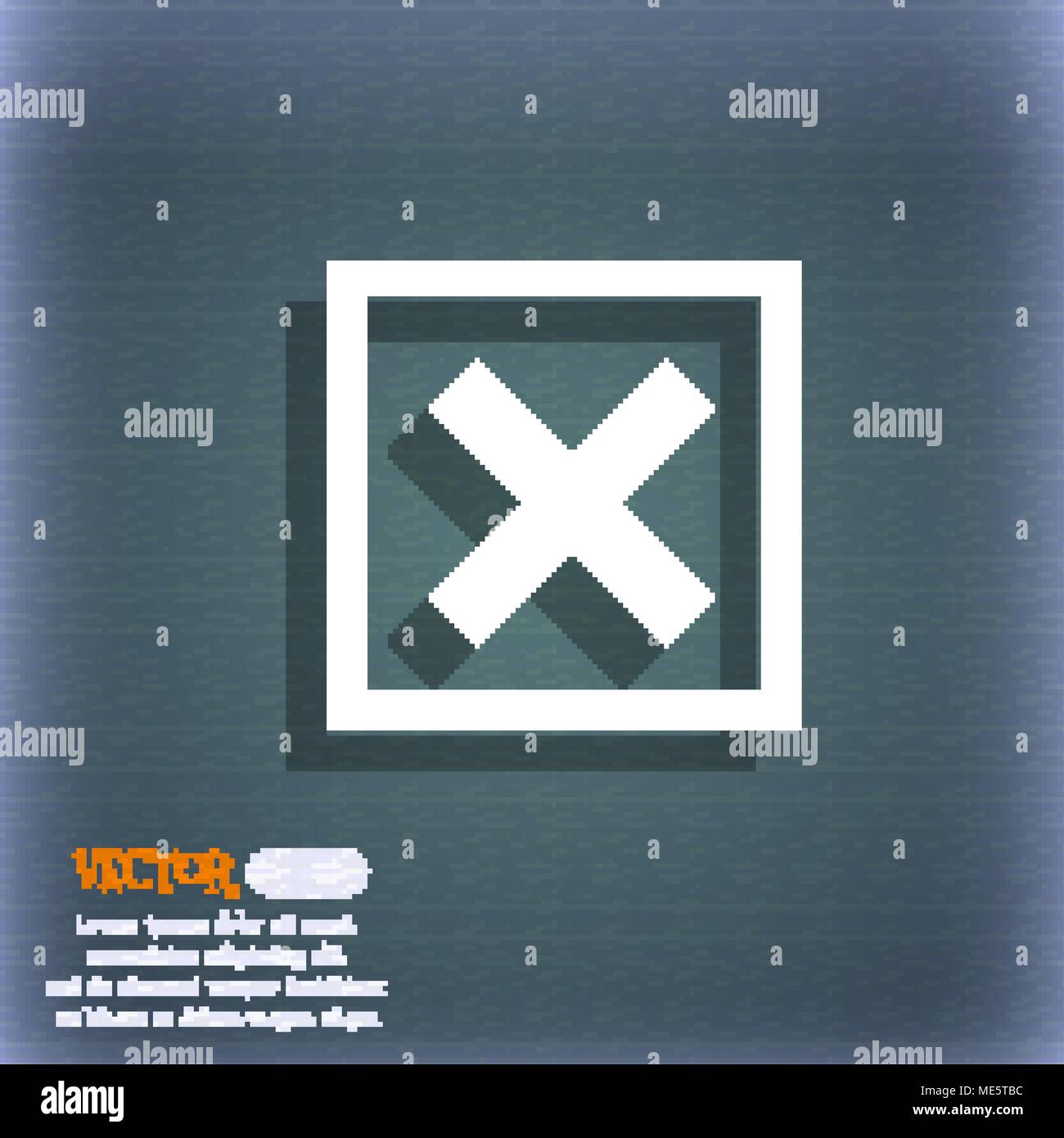 Cancel icon symbol on the blue-green abstract background with shadow ...