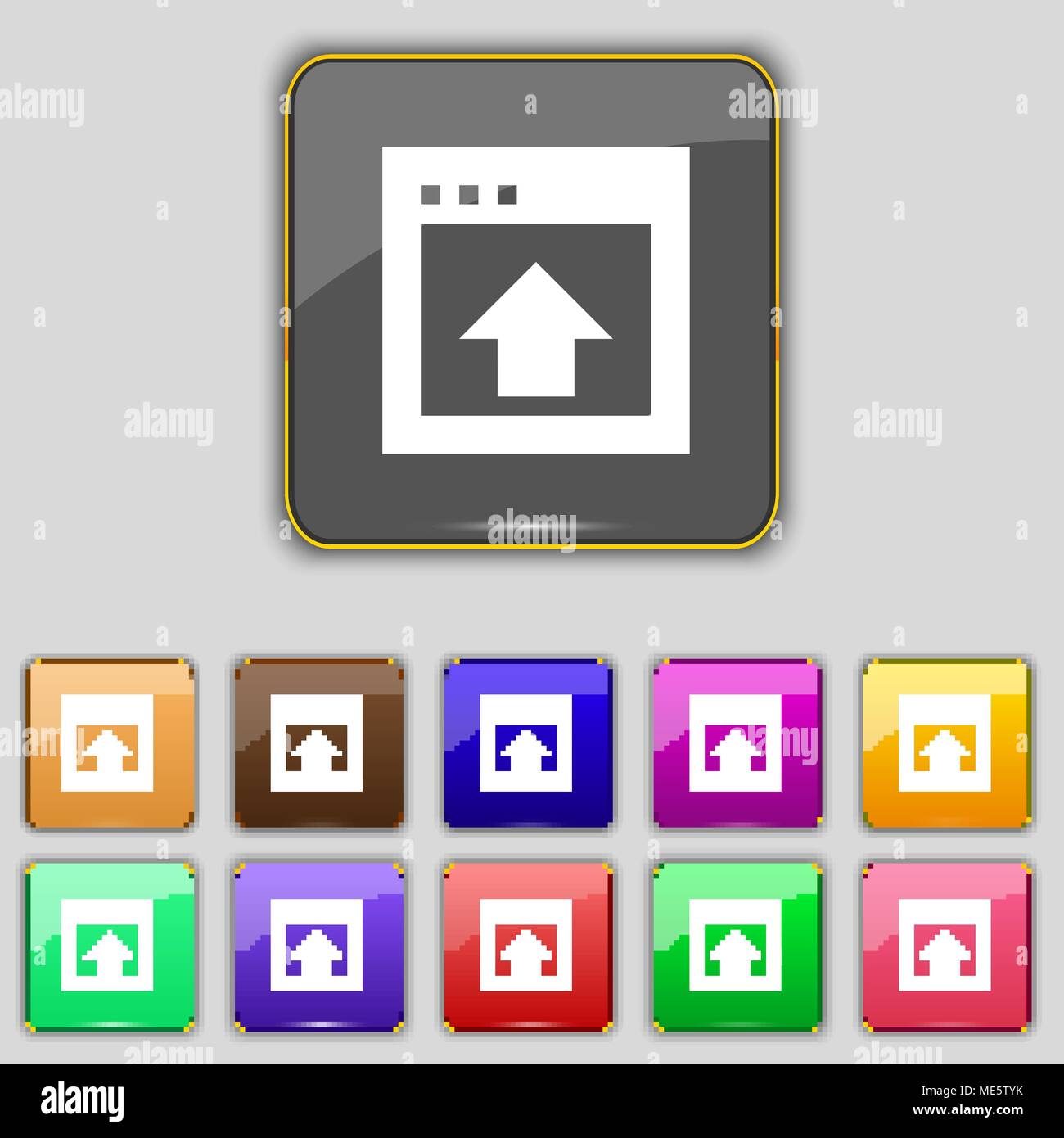 Direction arrow up icon sign. Set with eleven colored buttons for your ...