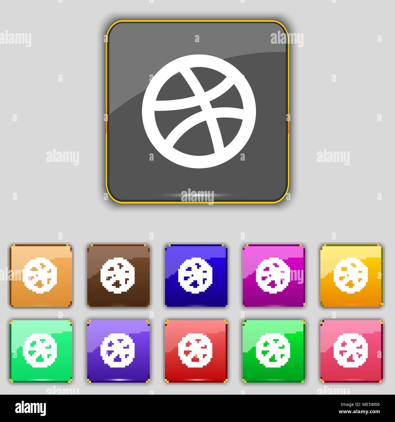 Basketball icon sign. Set with eleven colored buttons for your site ...