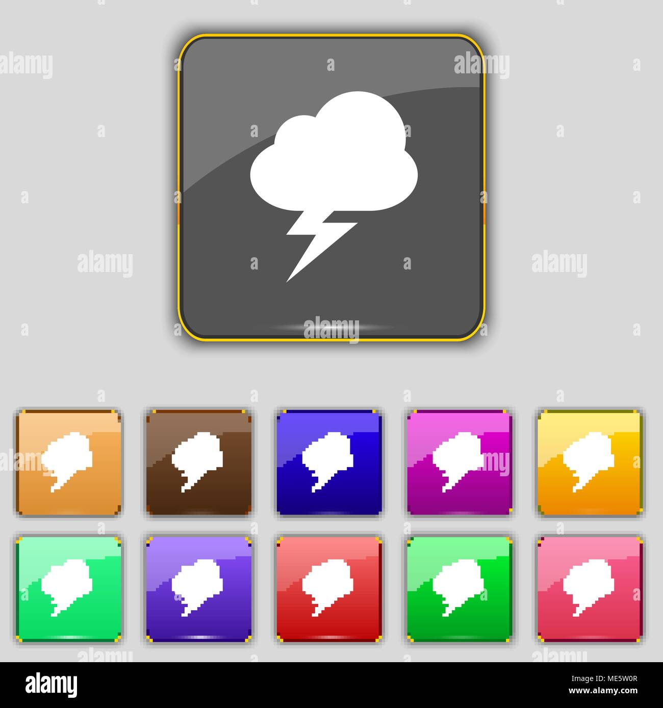 storm icon sign. Set with eleven colored buttons for your site. Vector ...