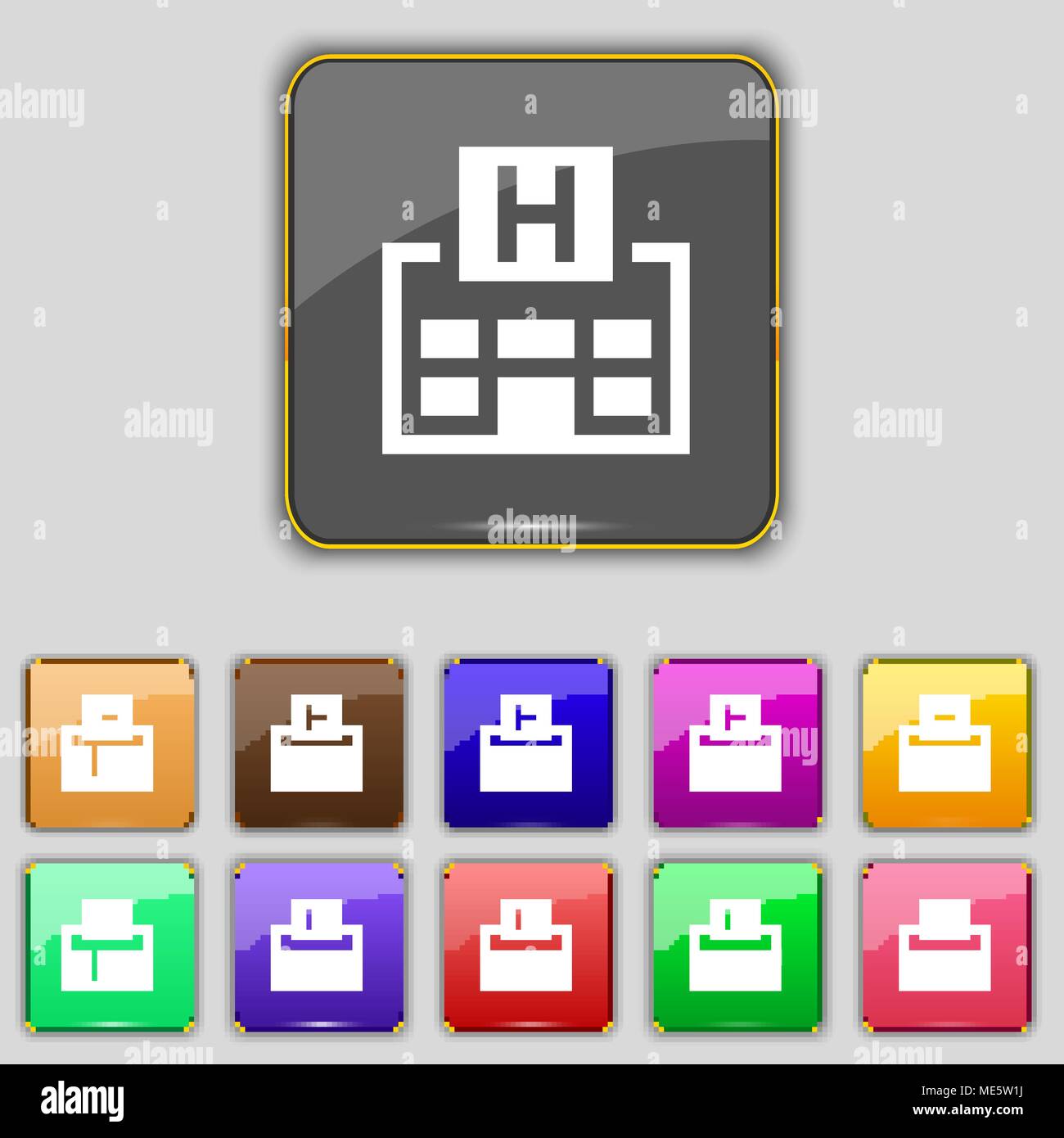 Hotkey icon sign. Set with eleven colored buttons for your site. Vector ...