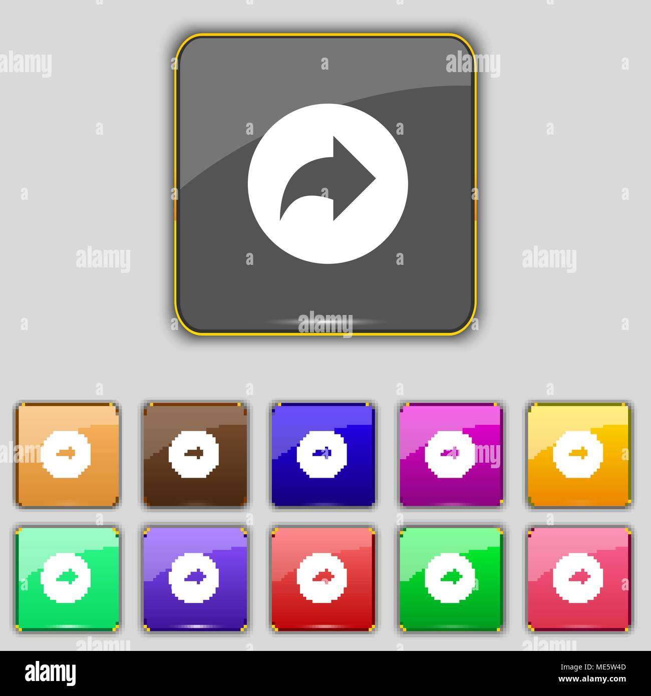 Arrow right, Next icon sign. Set with eleven colored buttons for your ...