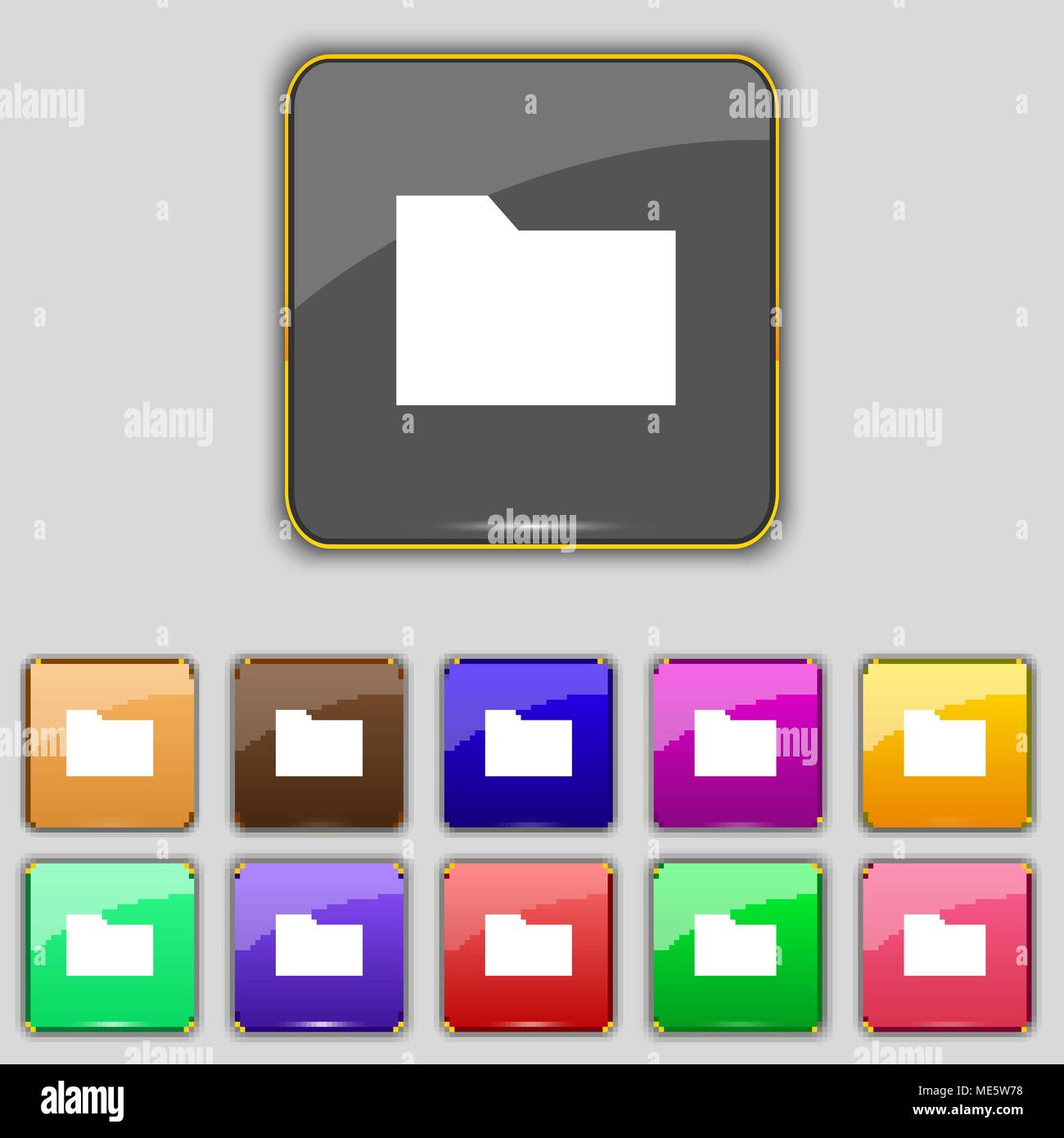 Document folder icon sign. Set with eleven colored buttons for your ...