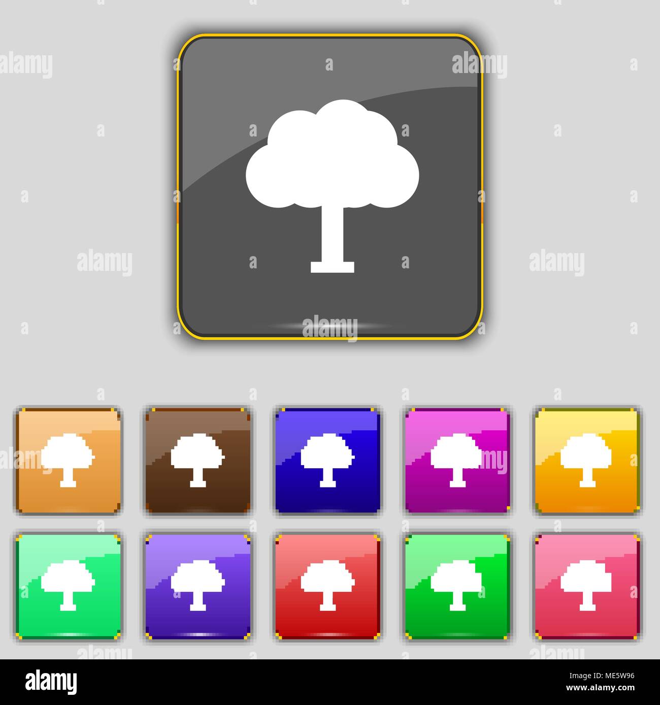 Tree, Forest icon sign. Set with eleven colored buttons for your site ...