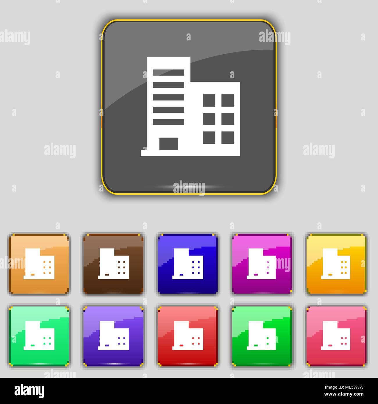 high-rise commercial buildings and residential apartments icon sign ...